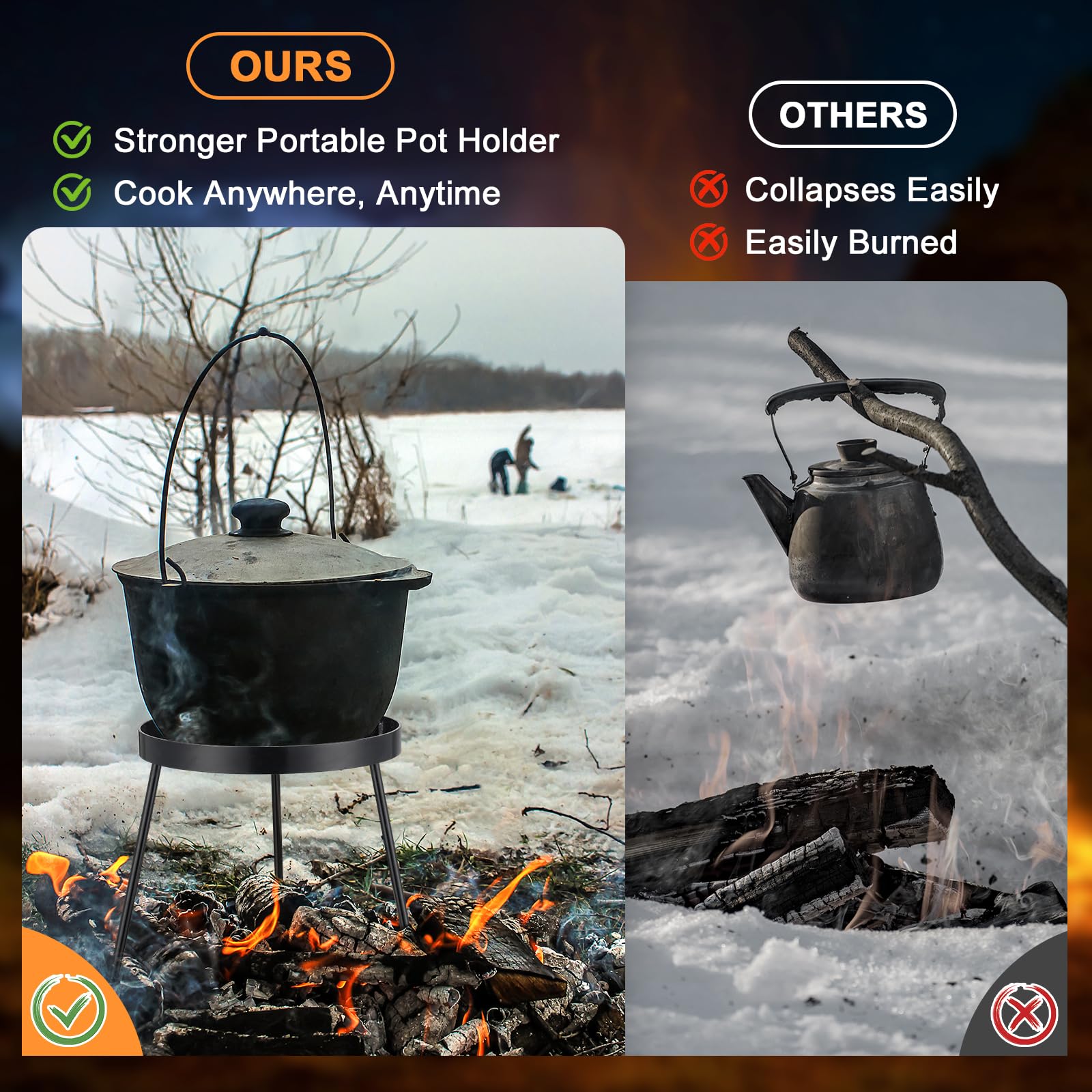 Snapklik.com : Campfire Tripod For Dutch Oven, Portable Camping Tripod ...