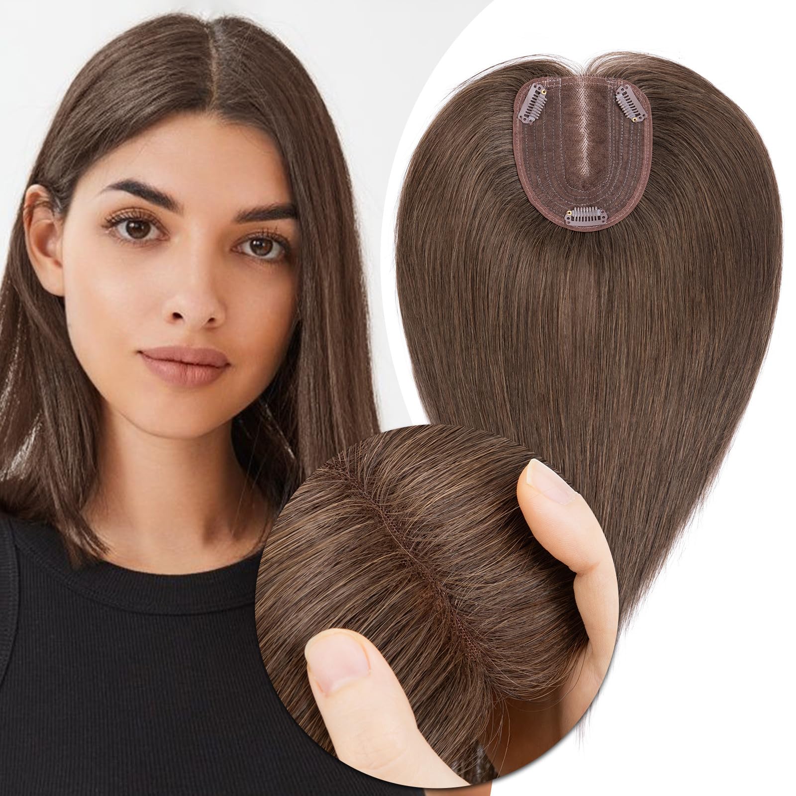 Amazon.com : MY-LADY Human Hair Toppers for Women Real Human Hair for ...