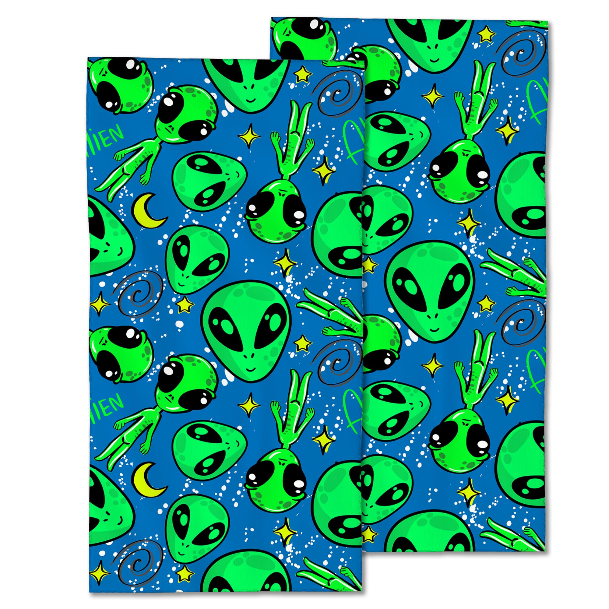 Amazon.com: CXULIN Aliens Hand Towel Set of 2,Green Aliens Face ...