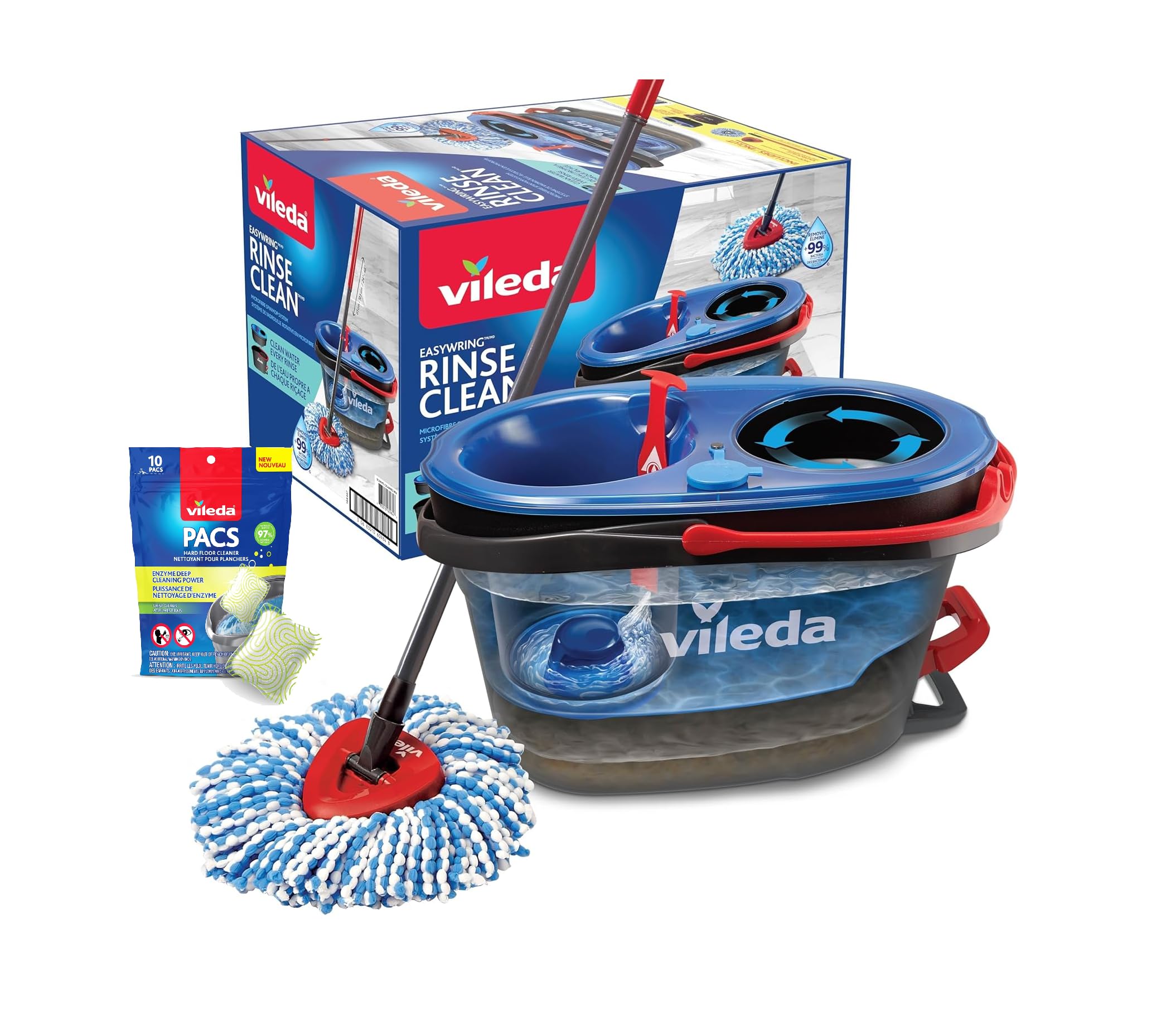 Vileda EasyWring RinseClean Spin Mop & Bucket Floor Cleaning System ...