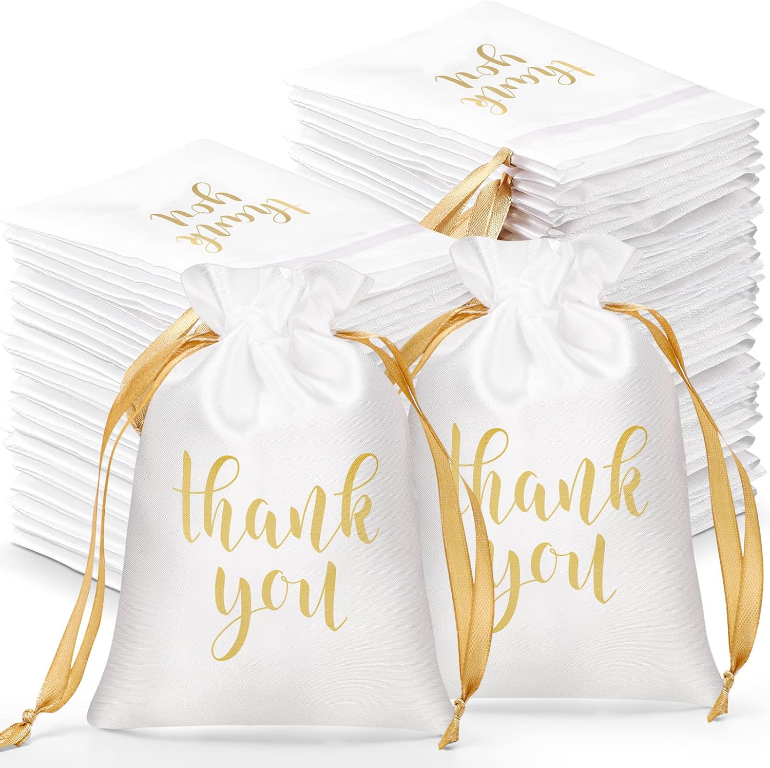 Amazon.com: Roowest 100 Pcs Thank You Satin Gift Bags Drawstring ...
