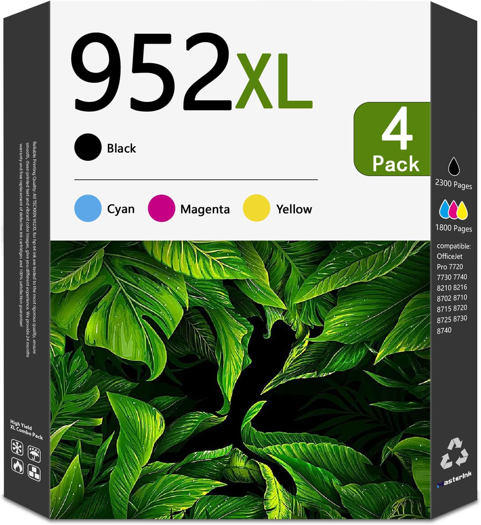 Amazon.com: 952XL High Yield Ink Cartridges (4-Pack, Black/Cyan/Magenta ...