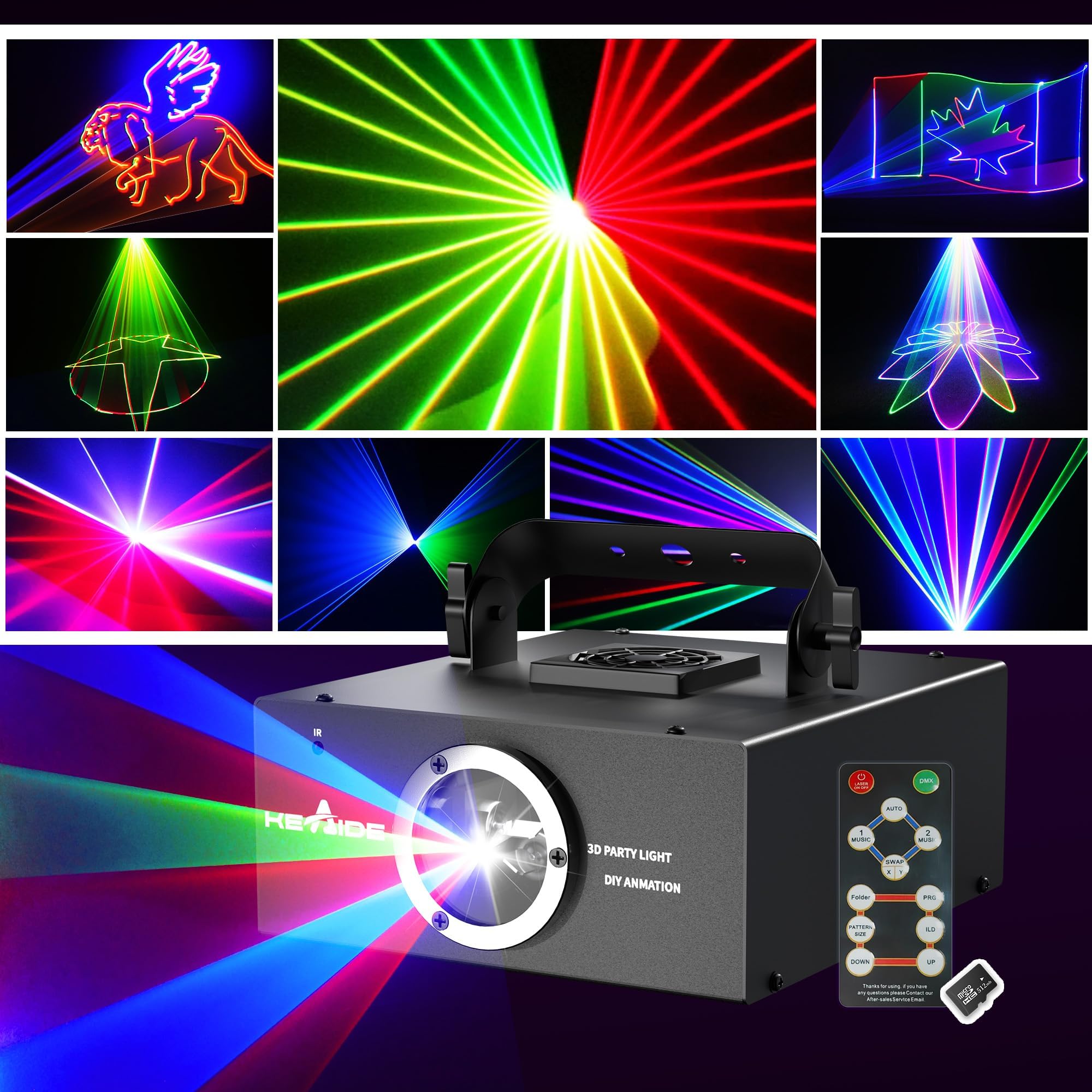 Amazon.com: DJ Laser Light for Party, Programmable with Custom Patterns ...