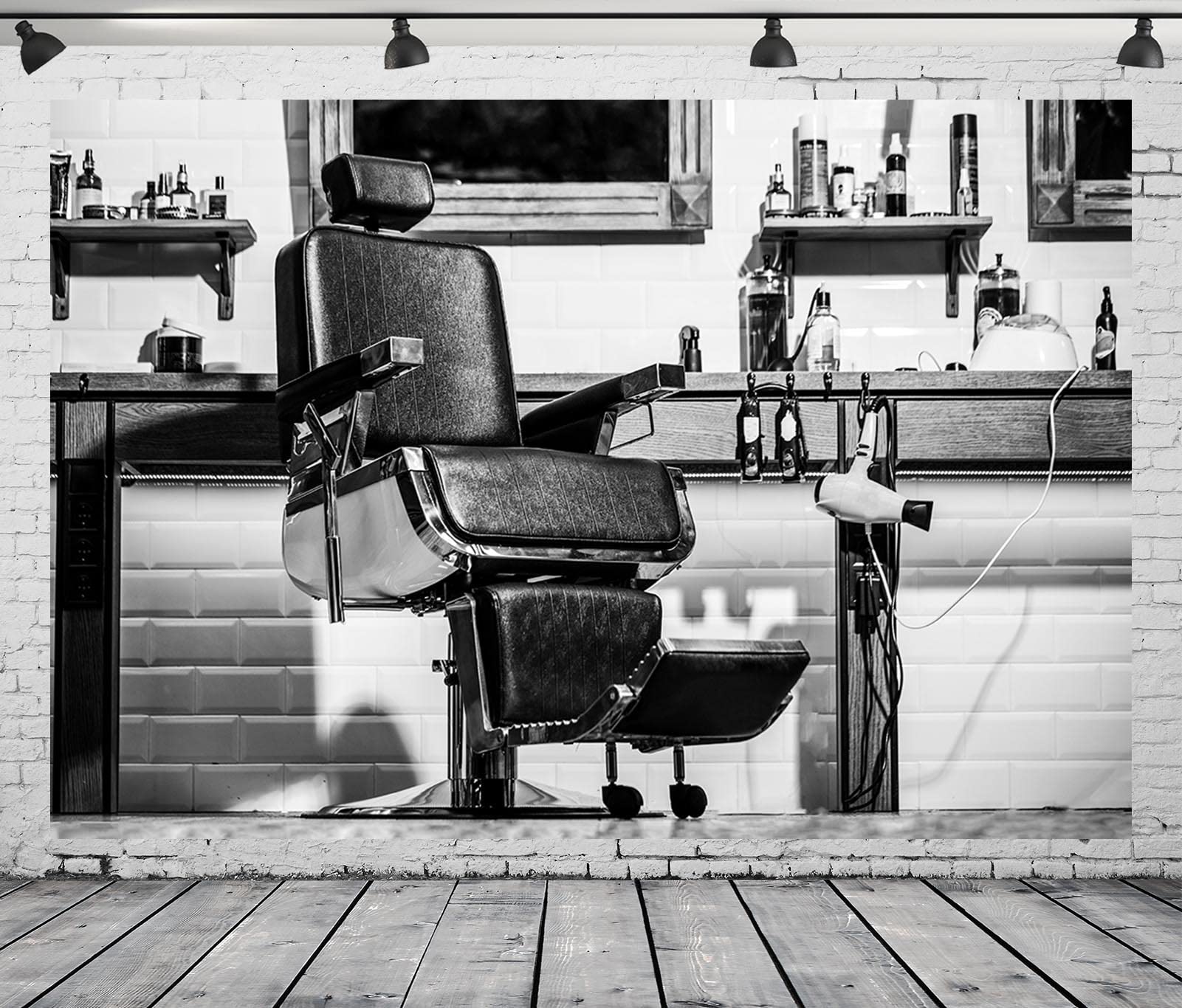 Snapklik.com : Fabric 10x8ft Retro Barber Chair Backdrop Barber Shop ...