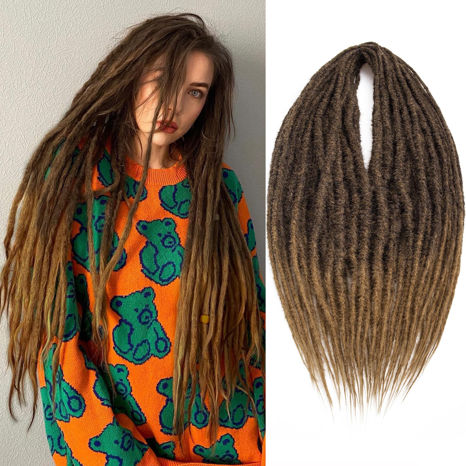 Amazon.com : QRHSUKA Double Ended Dreadlock Extensions 24 Inch 0.6 cm ...