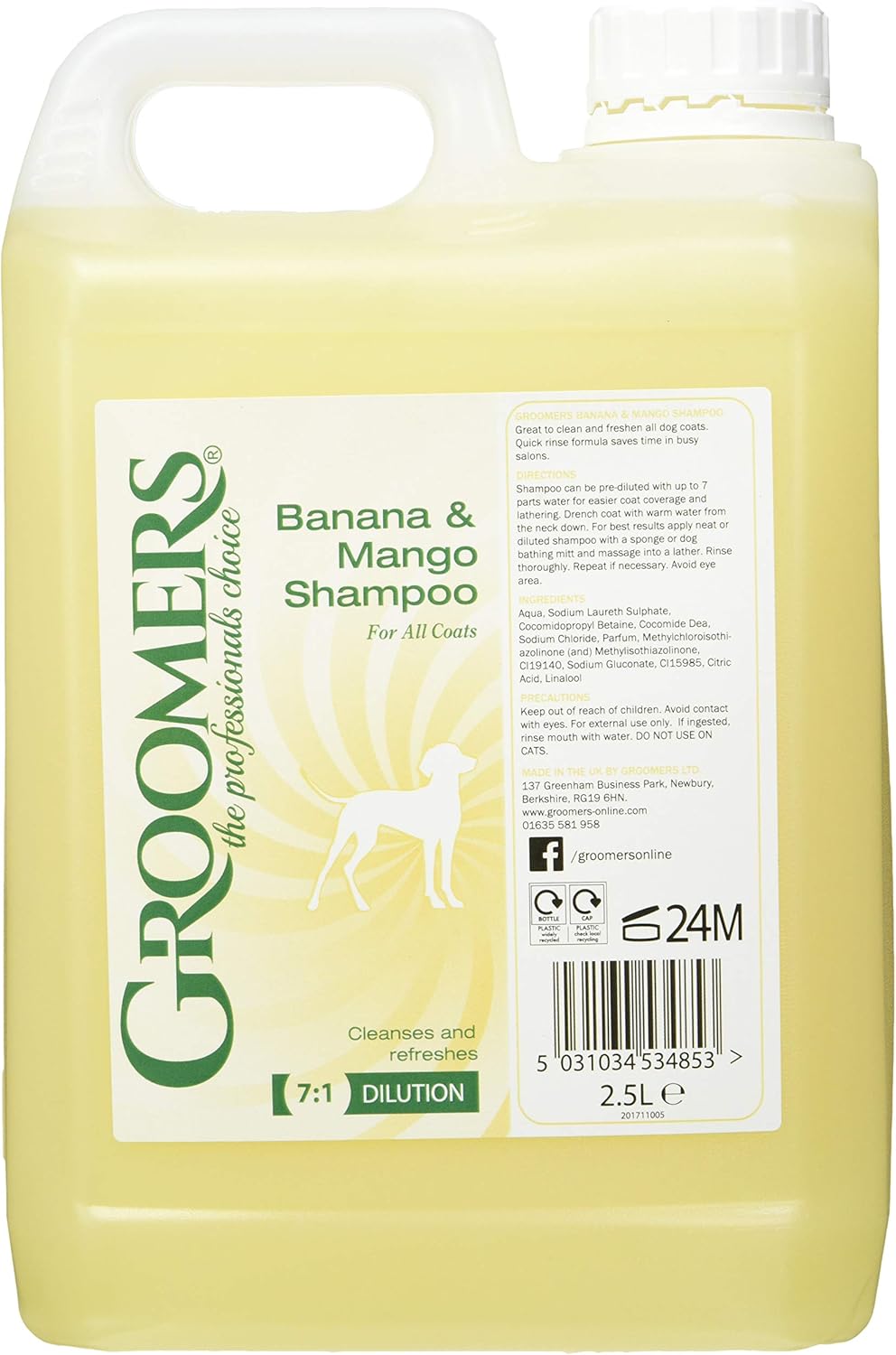 Groomers Banana and Mango Dog Shampoo, 2.5 Litre : Amazon.co.uk: Pet ...