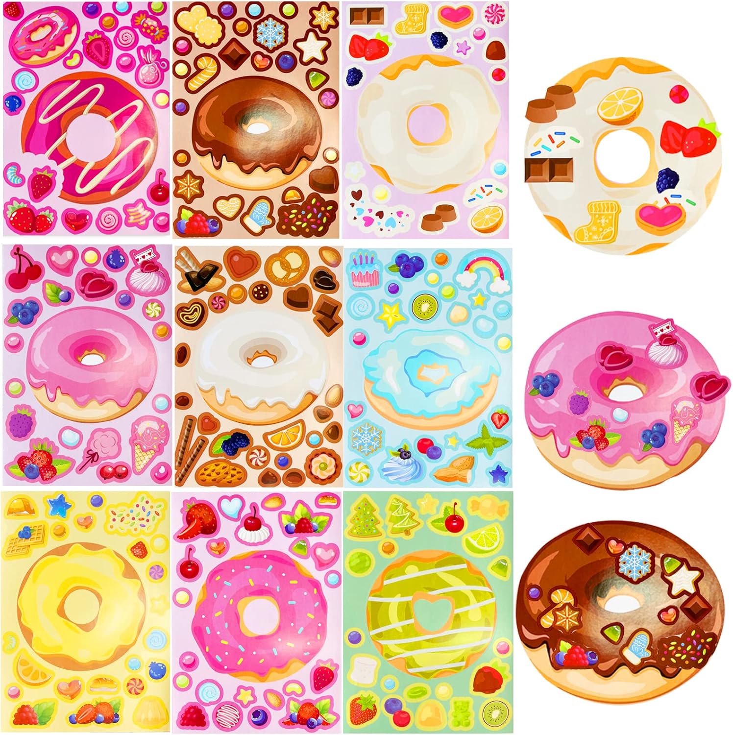 Amazon.com: Cieovo 36 Sheets Doughnuts Stickers Make Your Own Stickers ...