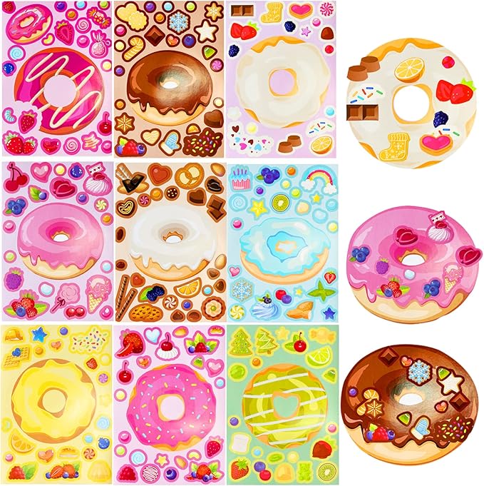 Amazon.com: Cieovo 36 Sheets Doughnuts Stickers Make Your Own Stickers ...