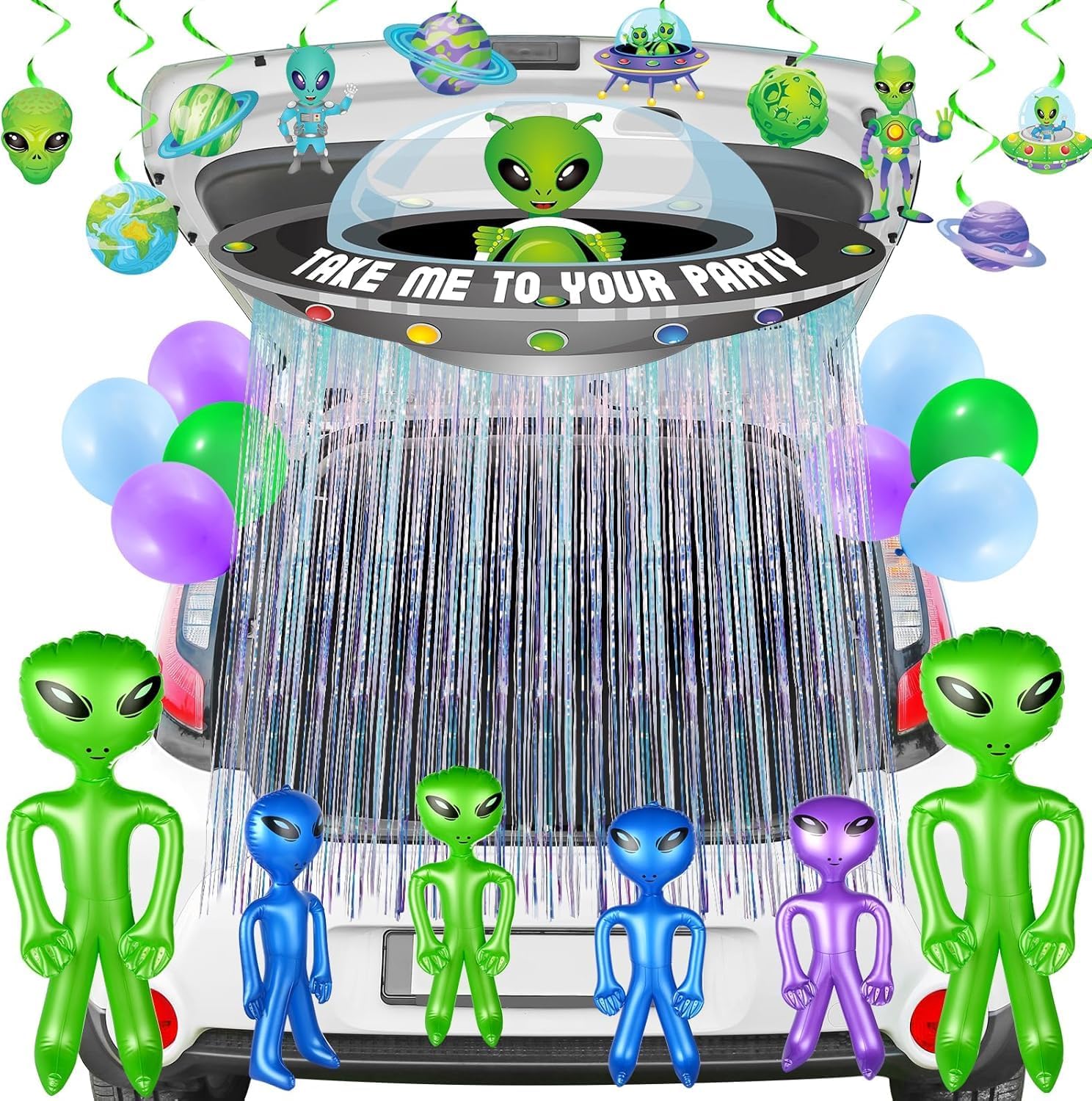Amazon.com: Denwiller Halloween Aliens Trunk or Treat Car Decorations ...