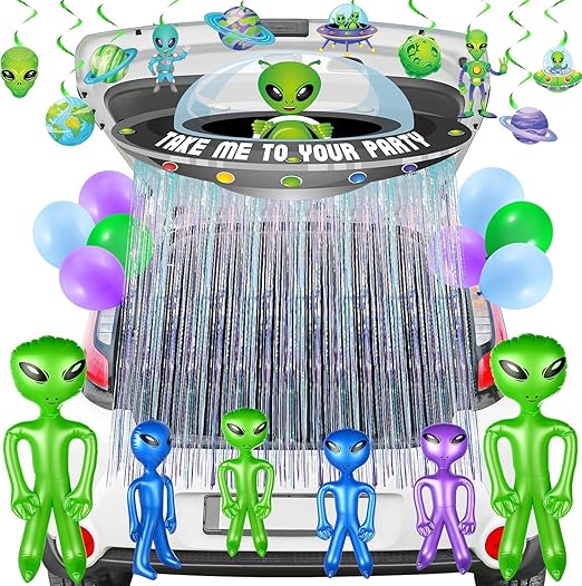 Amazon.com: Denwiller Halloween Aliens Trunk or Treat Car Decorations ...