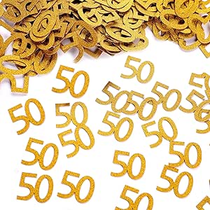 200Pcs Gold 50th Birthday Confetti, 50th Anniversary Confetti, Number ...