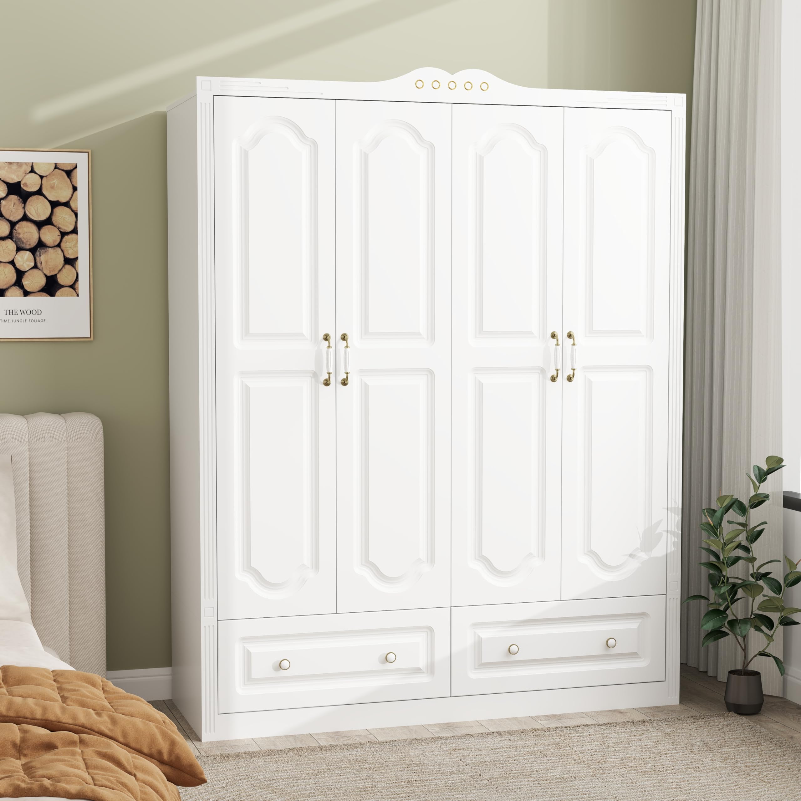 Amazon.com: Mhsatyrs Modern Bedroom Armoire, 74" Large Wardrobe with 2 ...