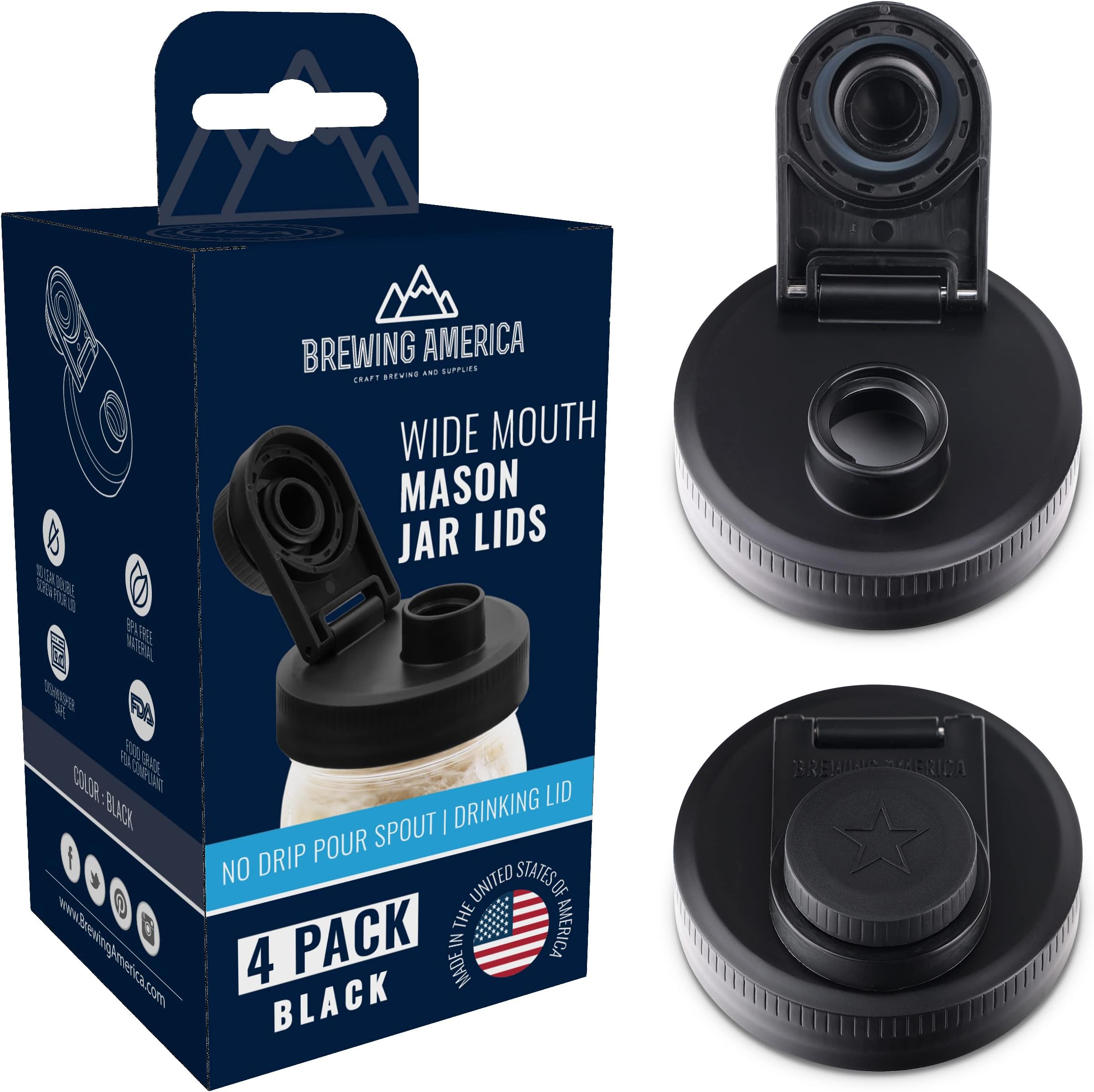 Amazon.com: My Mason Makes Mason Jar Drinking Lids with Mason Jar Pour ...