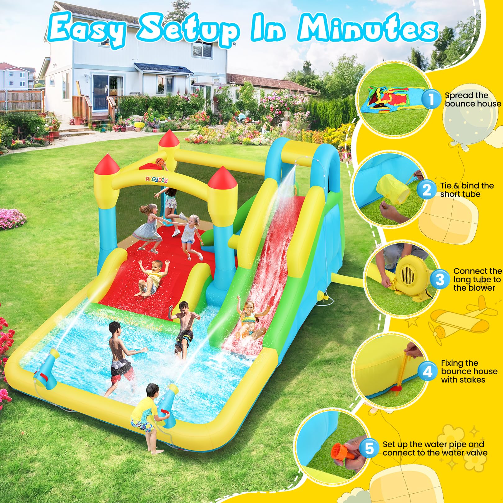 Snapklik.com : AKEYDIY Bounce House Water Slide For Kids 3-12 - Outdoor ...
