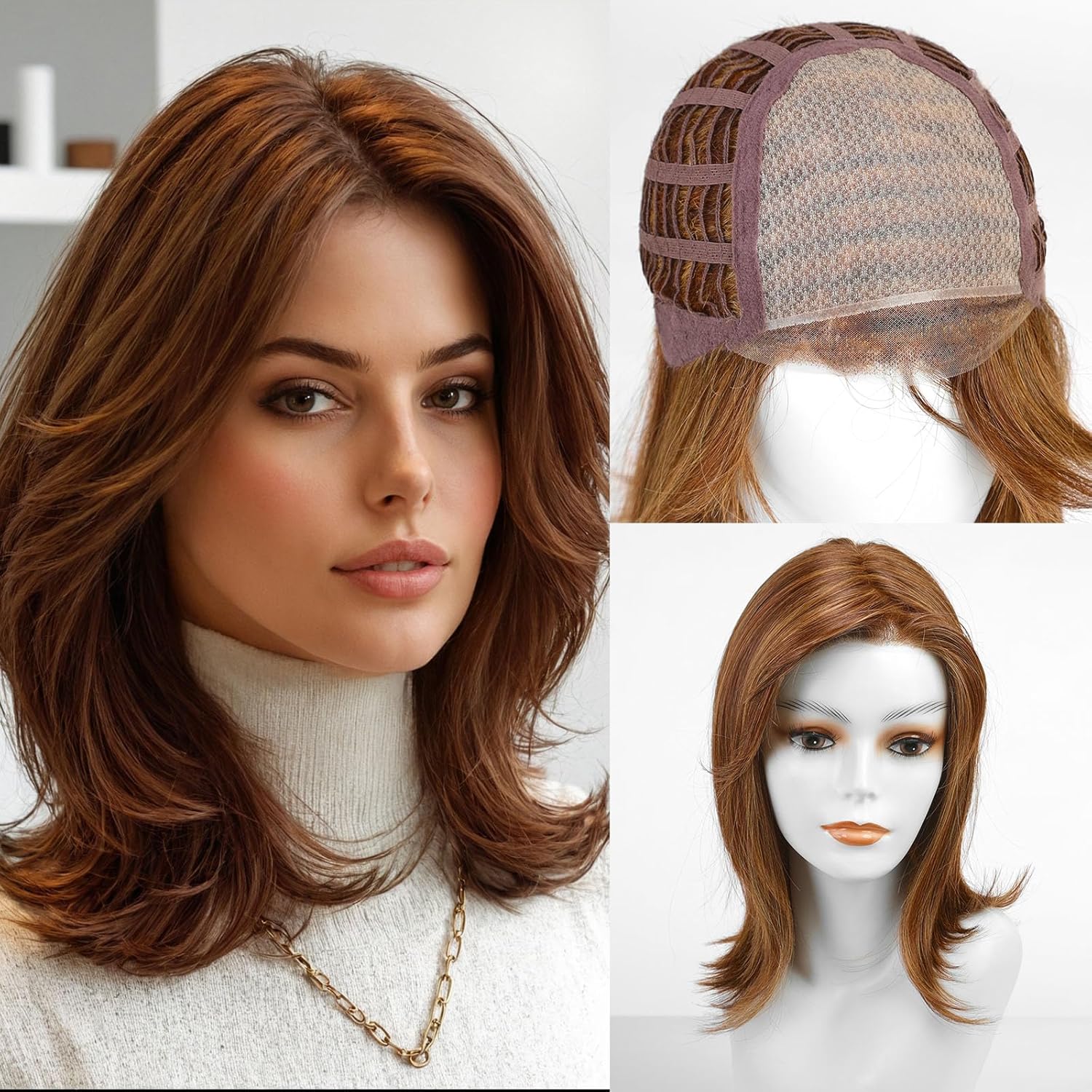 Amazon.com : DWY Mono Top Lace Front Wig for Women,Ginger Glueless Wig ...