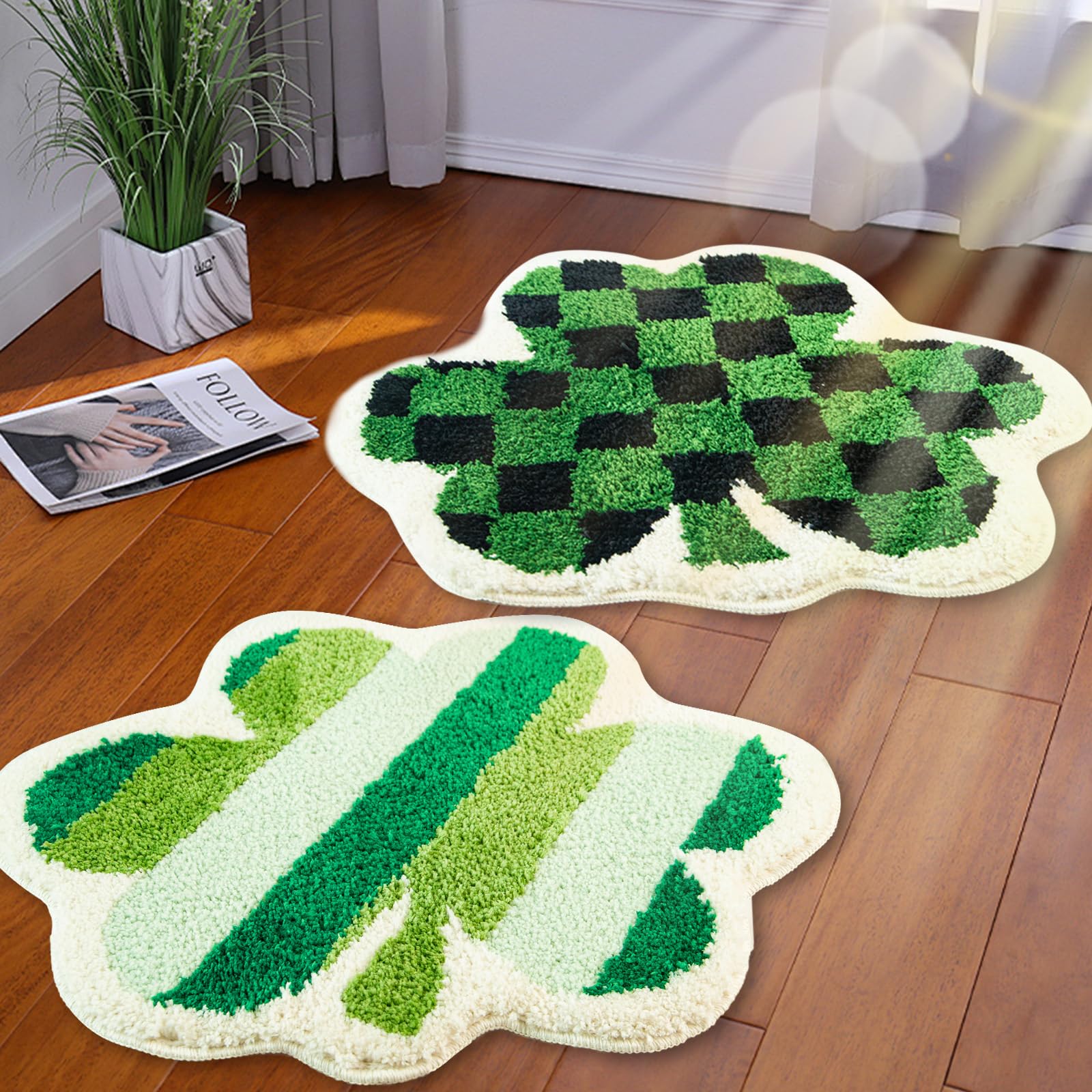 Amazon.com: EYNDYN 2 Pieces Shamrock Bathroom Rug St Patricks Day Lucky ...