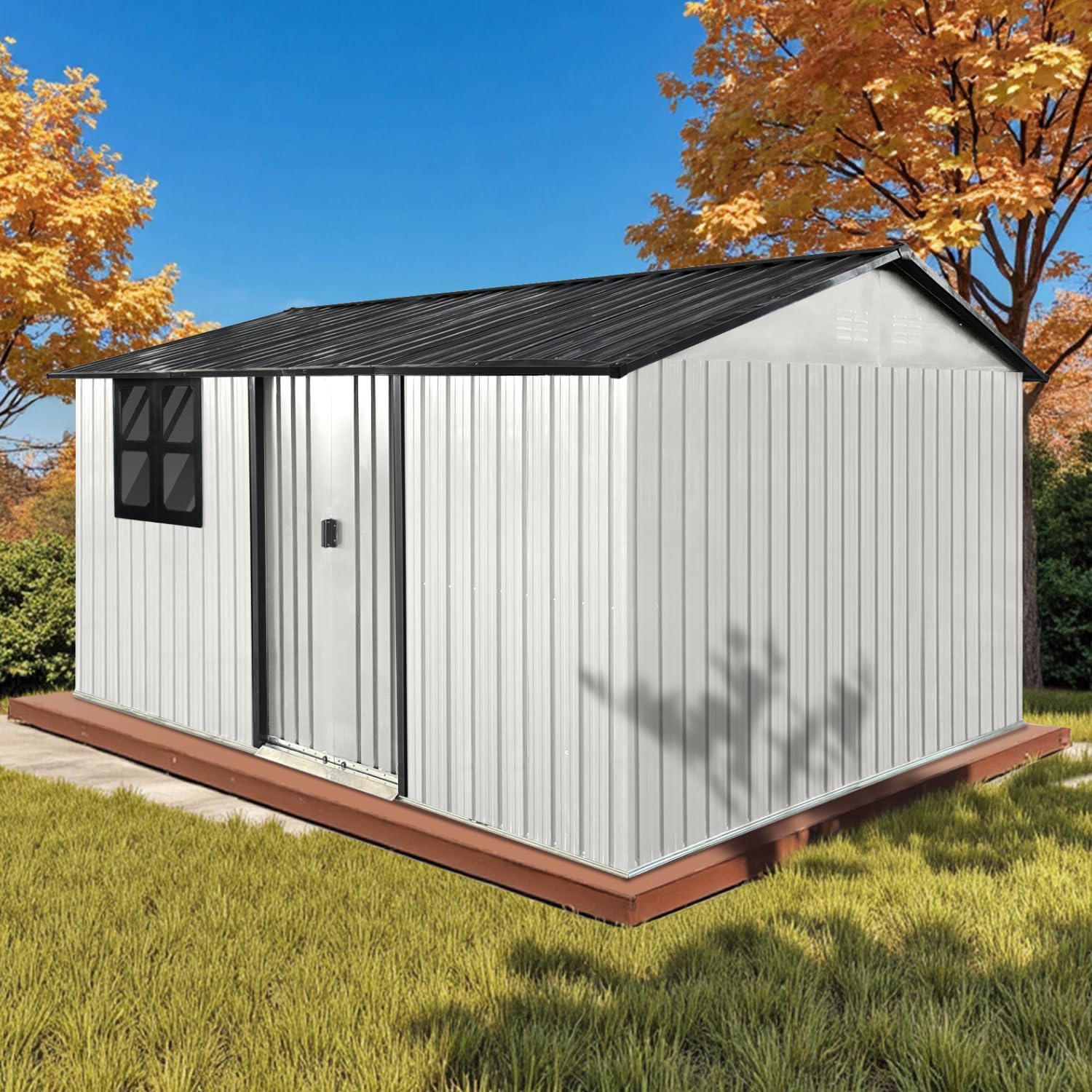 Amazon.com : 12x10 Ft Storage Shed Outdoor, XL Permanent Steel Building ...