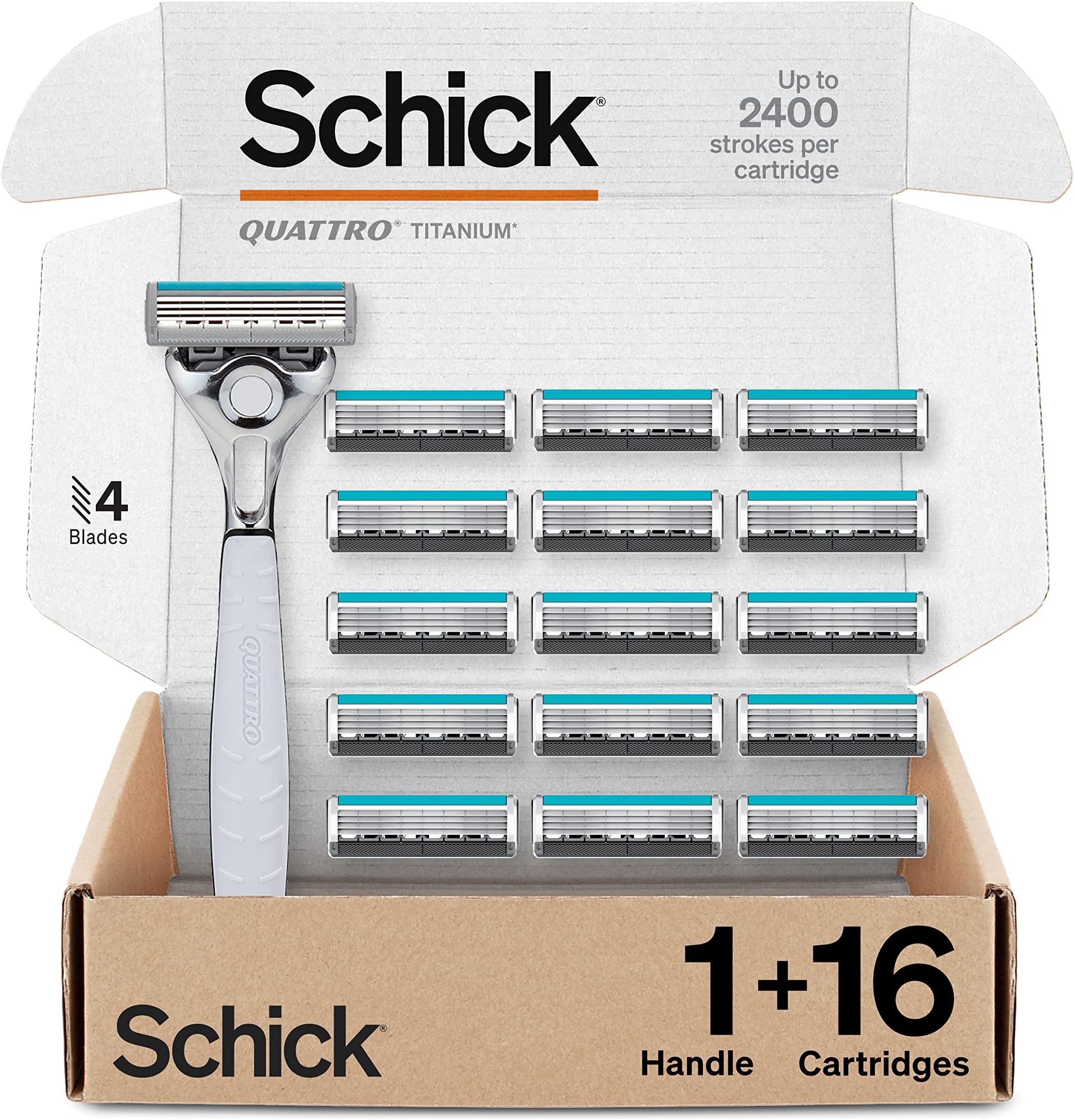Amazon.com: Schick Quattro Titanium 4-Blade Razors for Men | 1 Mens ...