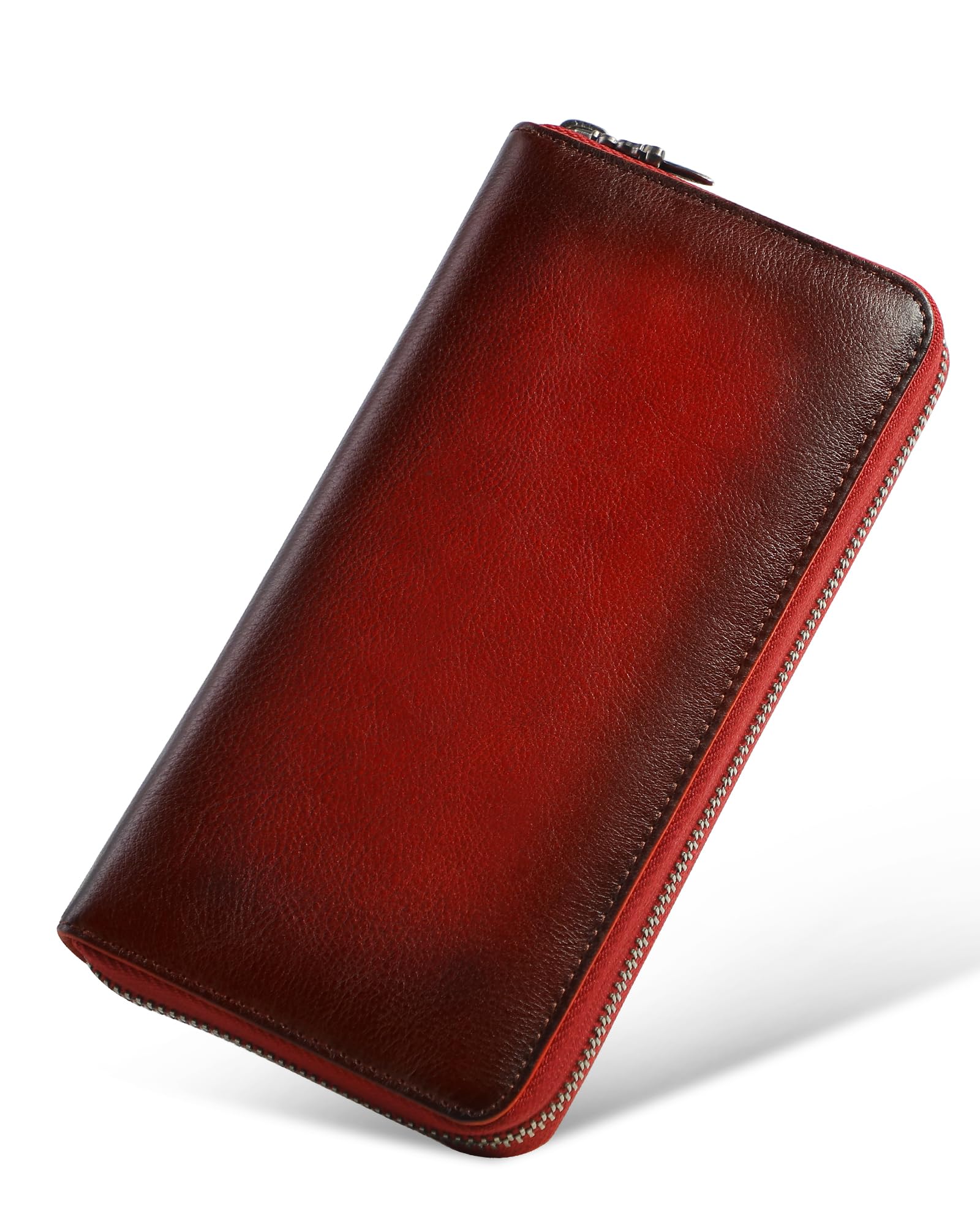 WILD WORLD Designer Genuine Calfskin Soft Leather Zipper Wallets for ...