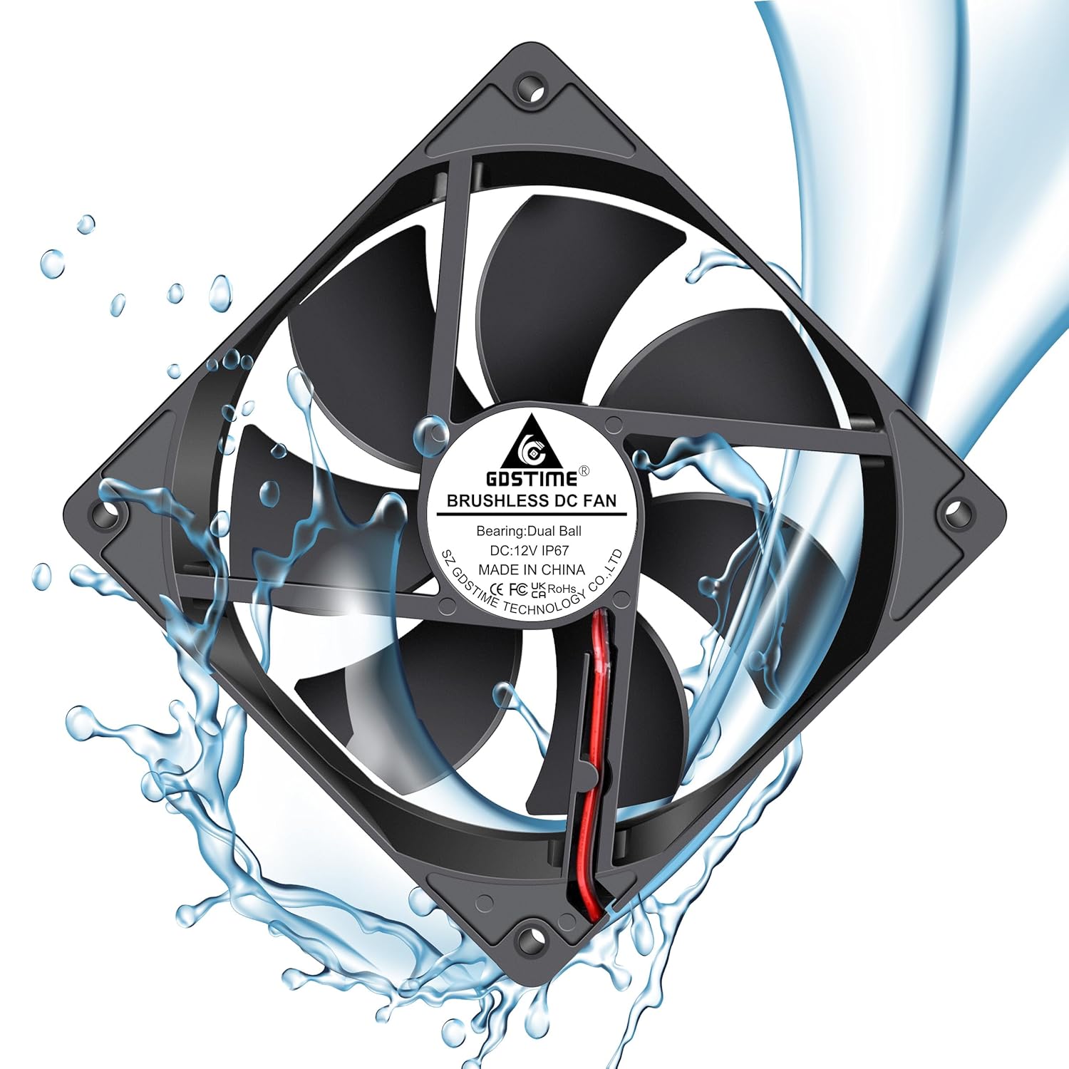 Amazon.co.jp: GDSTIME IP67 防水ファン、120mmx25mm 12V DC 冷却ファン、2500RPM 2PIN ...