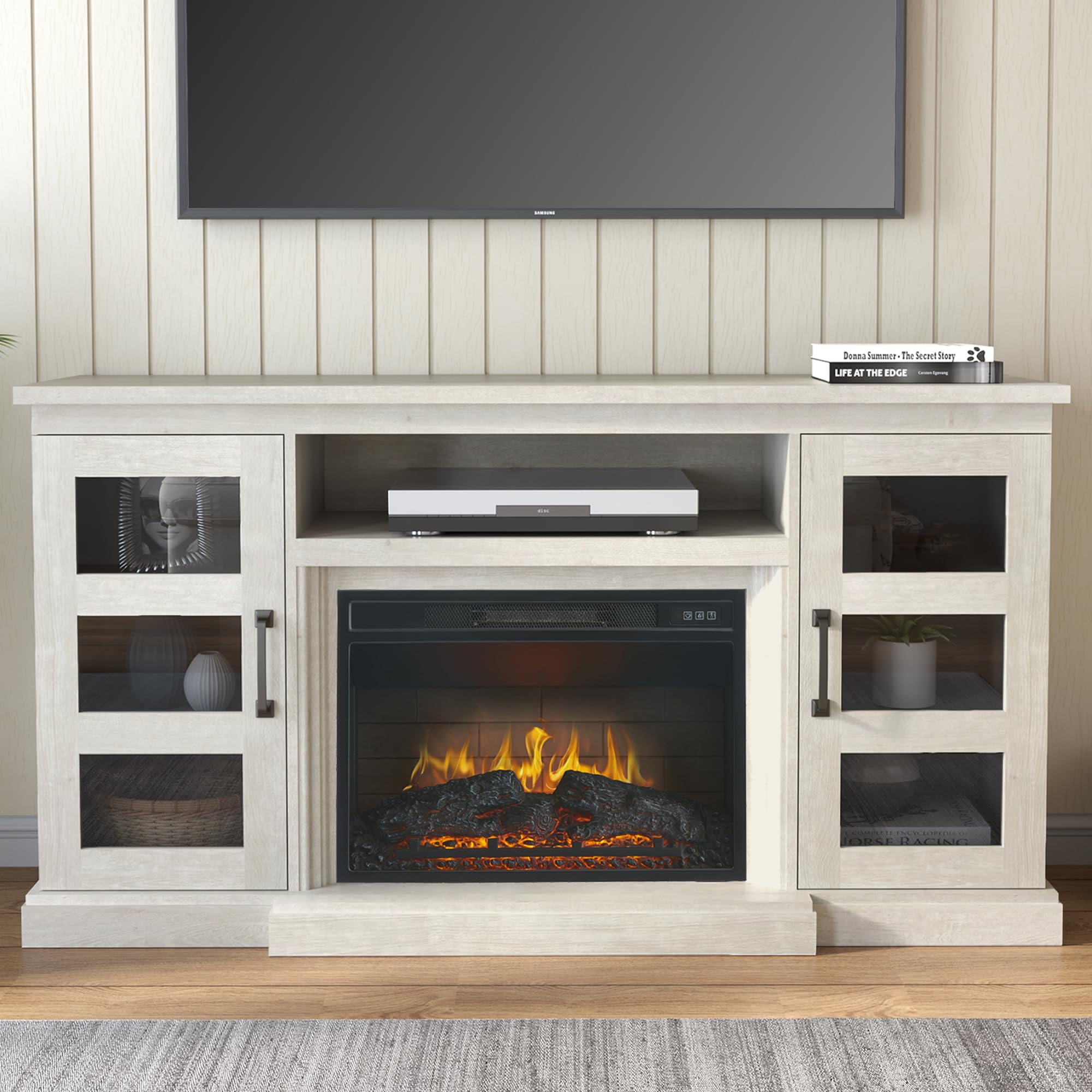 Amazon.com: Unineo 59 Inch TV Stand with 3D Fireplace, Modern Media ...