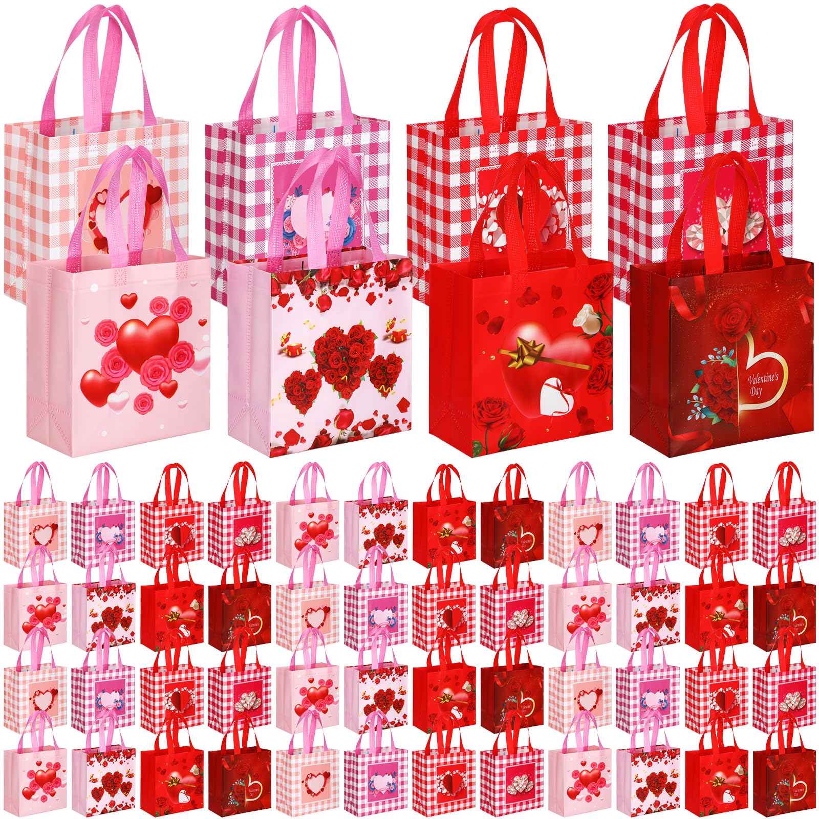 Amazon.com: 120 Pcs Valentines Day Non Woven Gift Bags Valentines Day ...