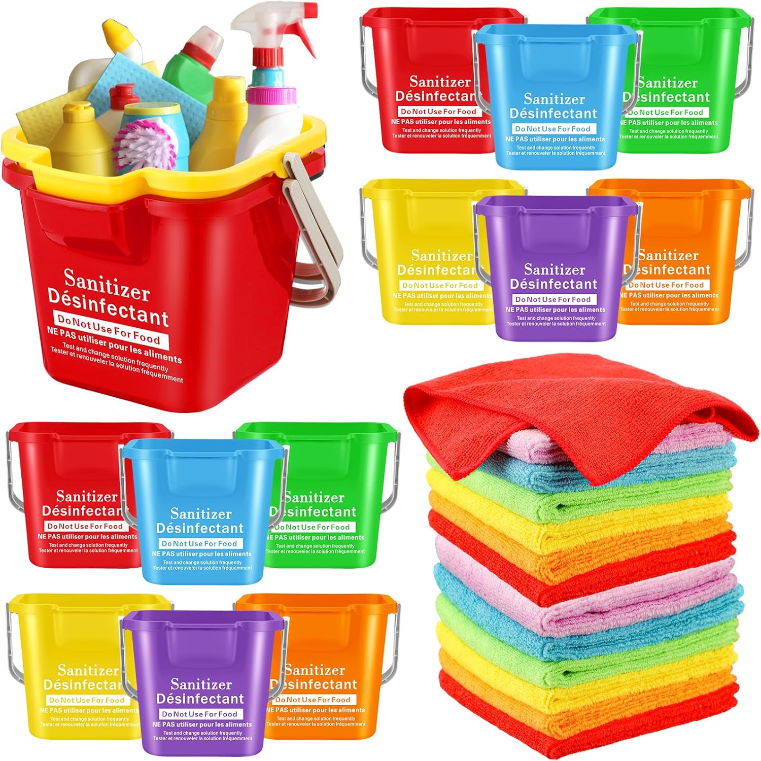 Amazon.com: Vesici 12 Sets 3 Quart Cleaning Small Sanitizing, Square ...