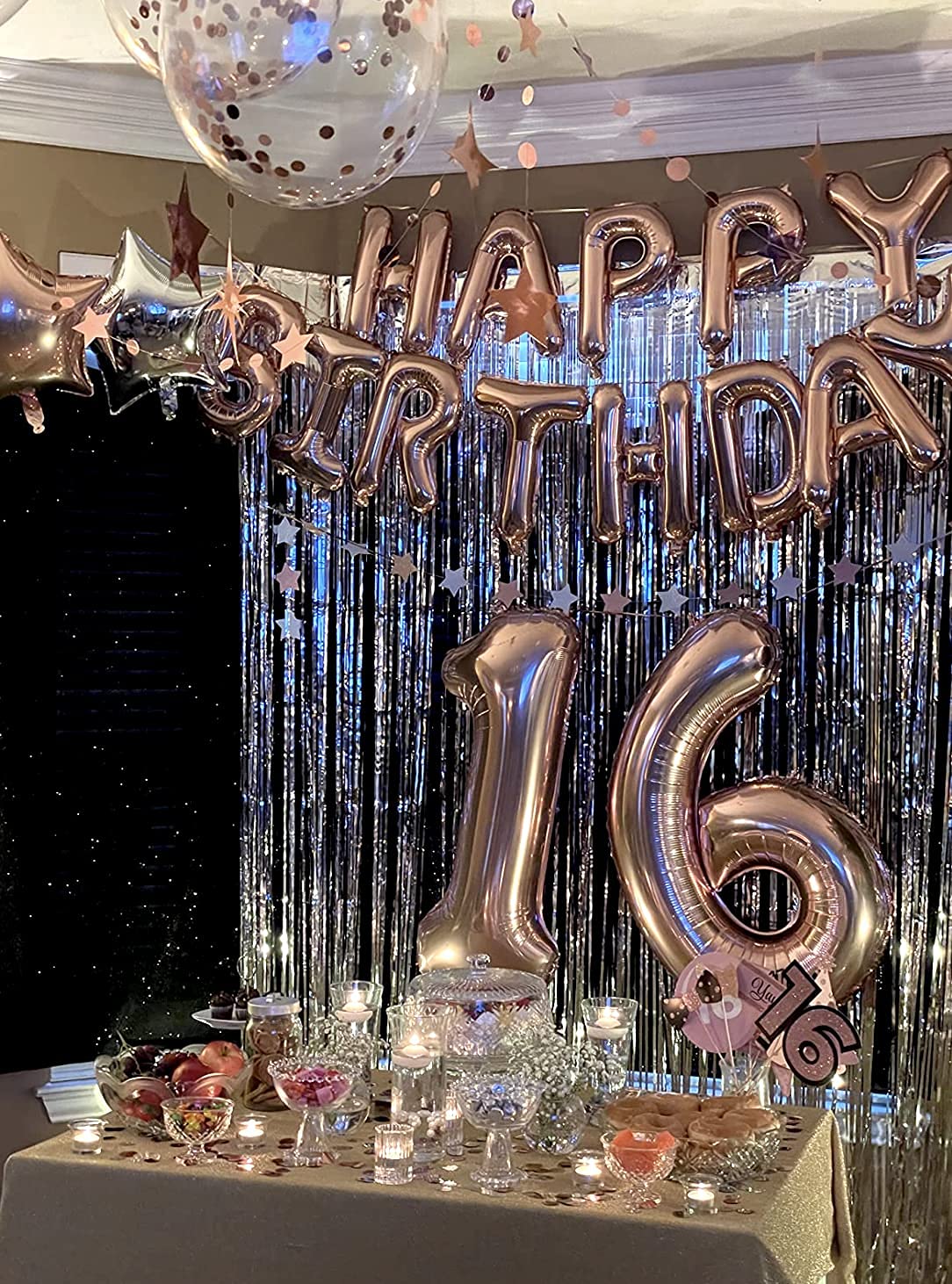 PartyHooman Sweet 16 Birthday Decorations Rose Gold With Sweet 16 Sash ...