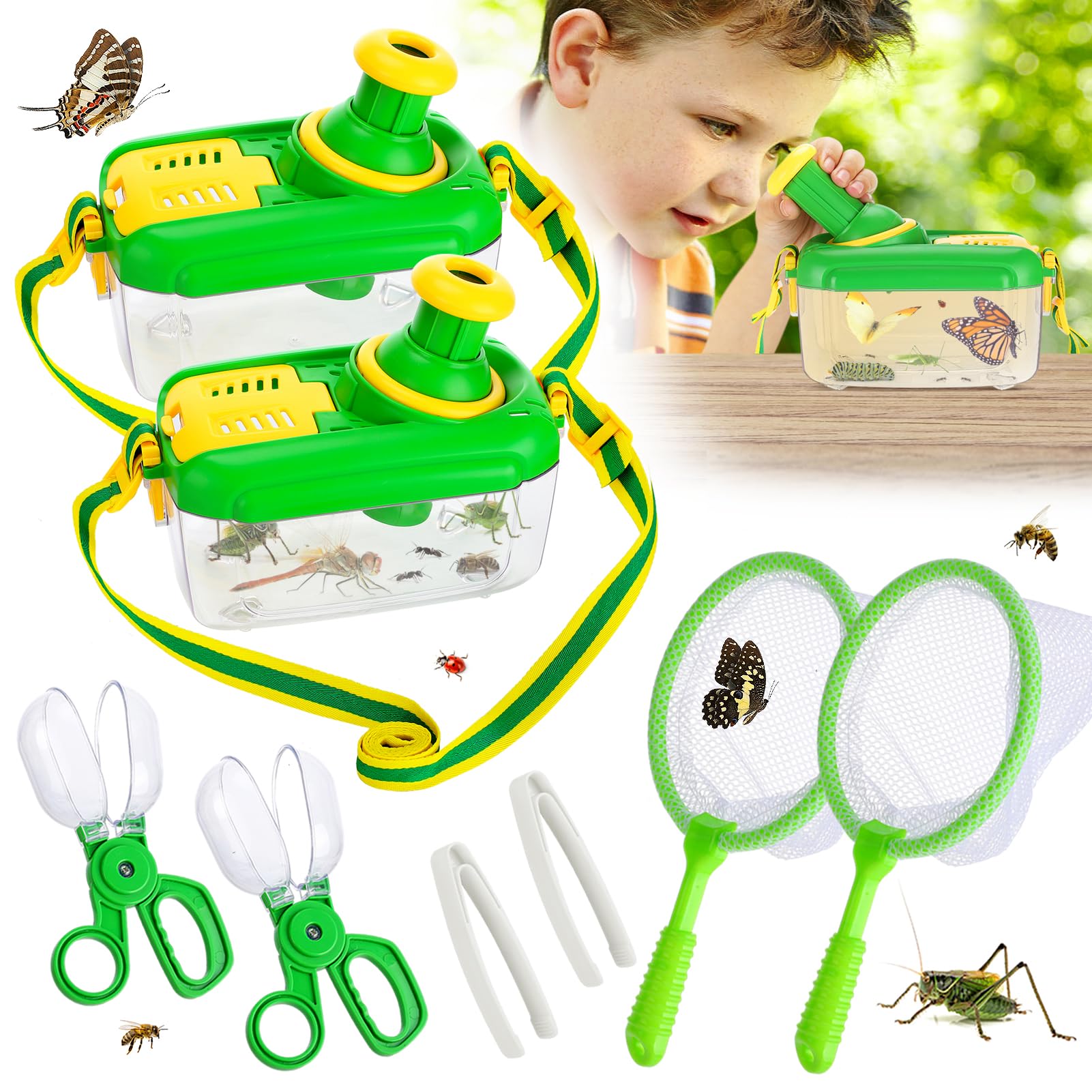Amazon.com: 2Sets Bug Kids Catcher - Sturdy Kids Catching Kit with Retractable 360° Rotatable ...