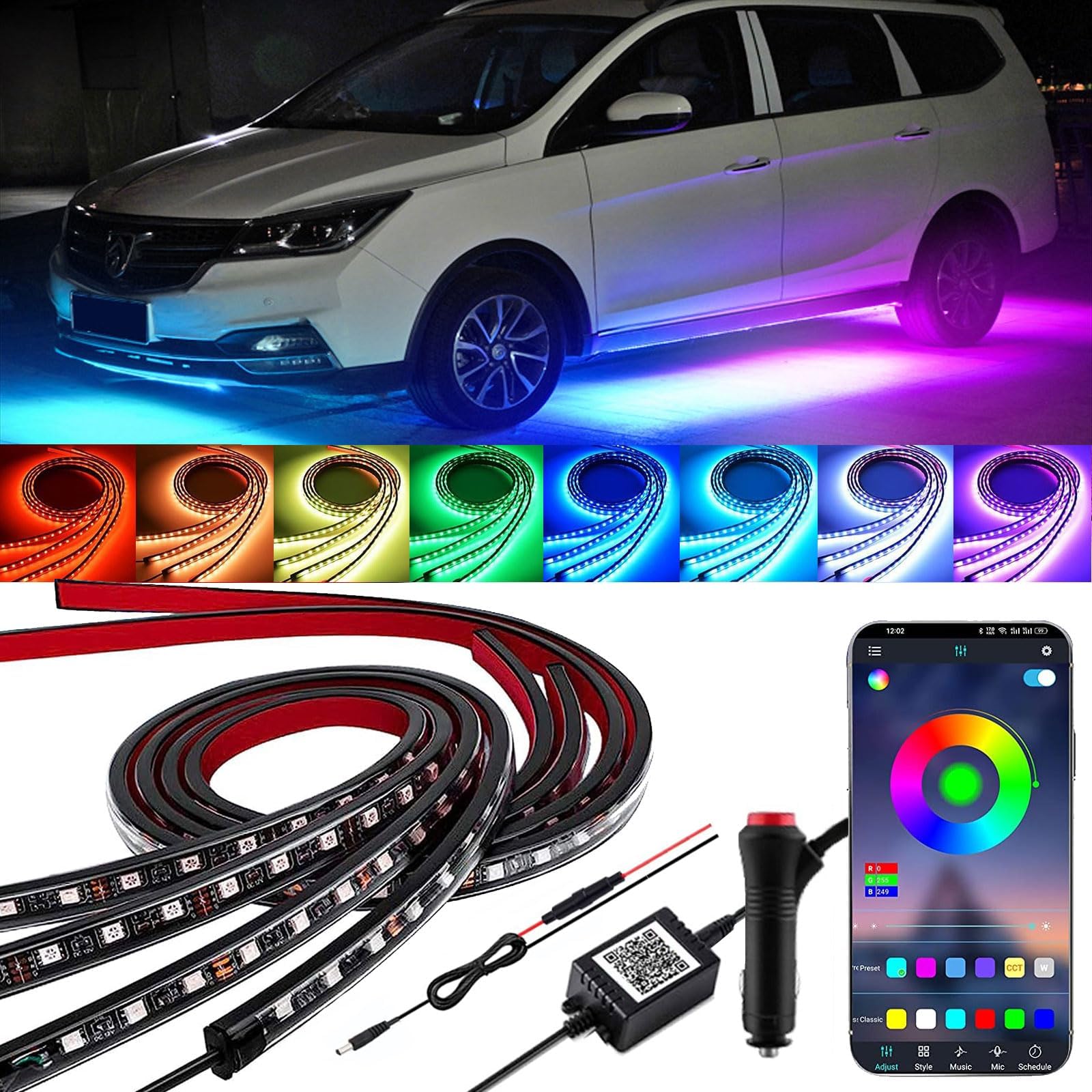 Amazon.com: YUGUANG 4Pcs Underglow Kit for Car, APP Control Multicolor ...
