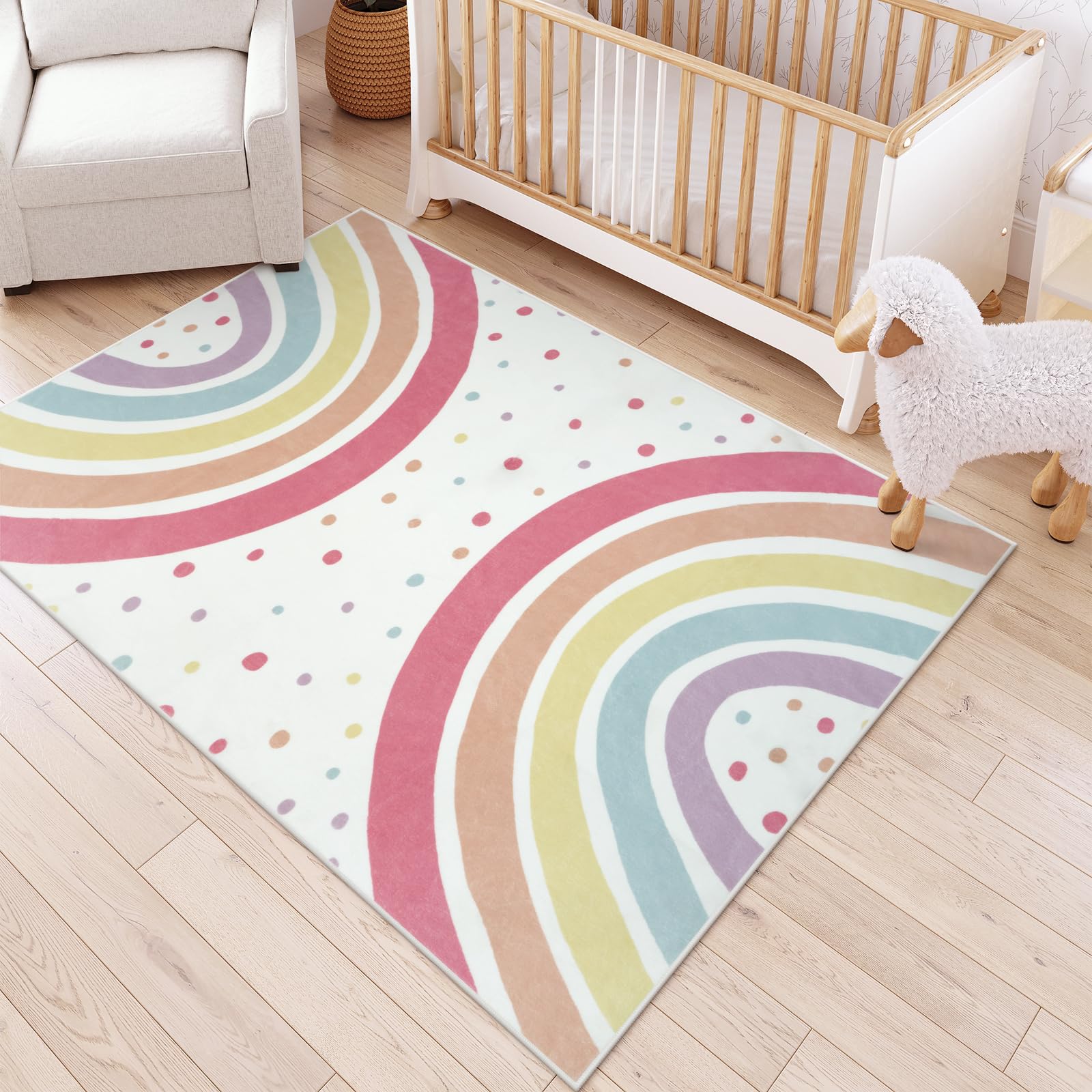 Amazon.com: STARUIA Washable Rainbow Rug for Girls Bedroom, Large Area ...