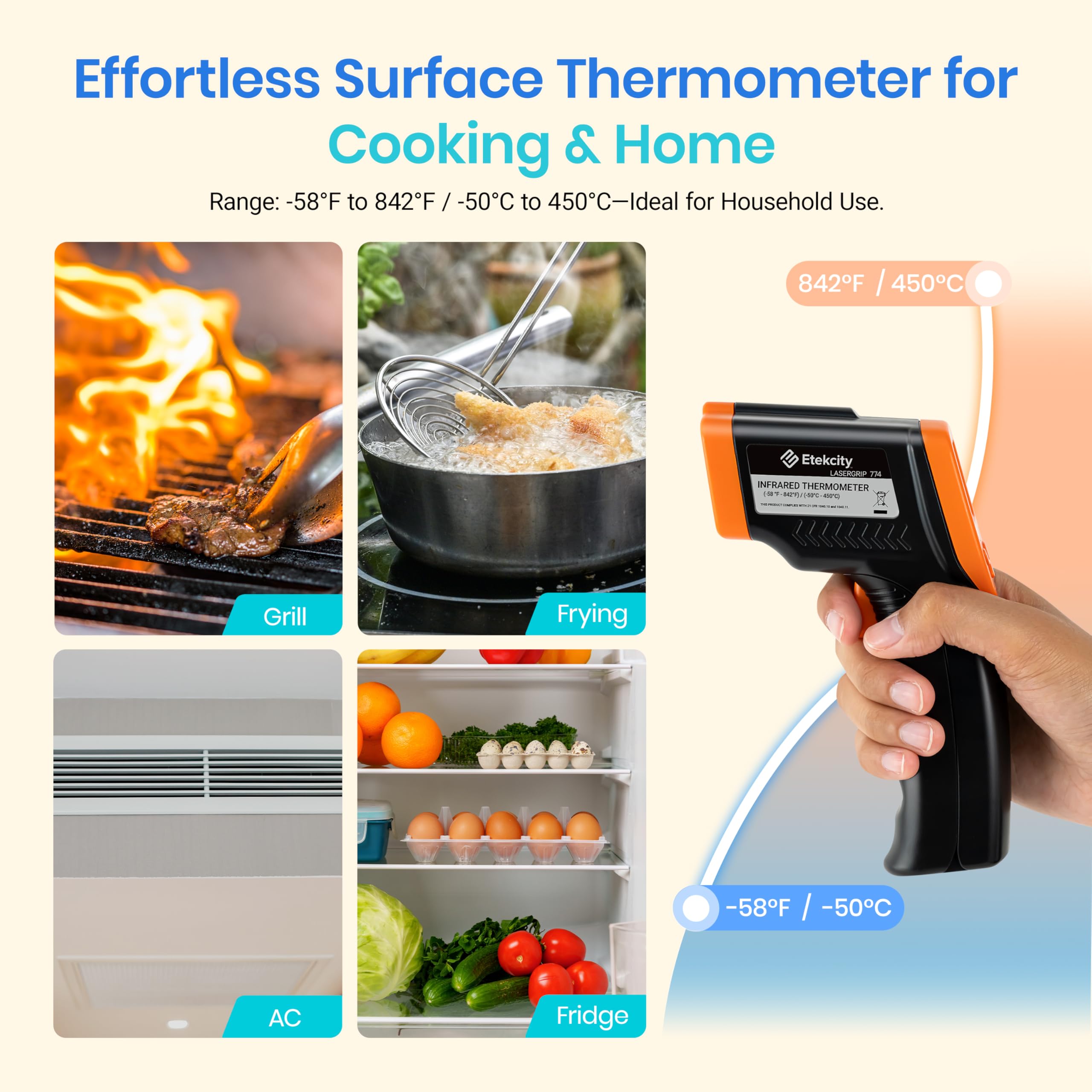 Snapklik.com : Infrared Thermometer Laser Temperature Gun 774, Meat ...