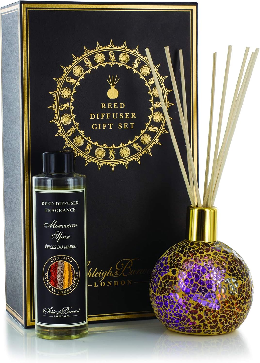Reed Diffuser Gift Sets (Golden Sunset Vase & 175ml Moroccan Spice ...