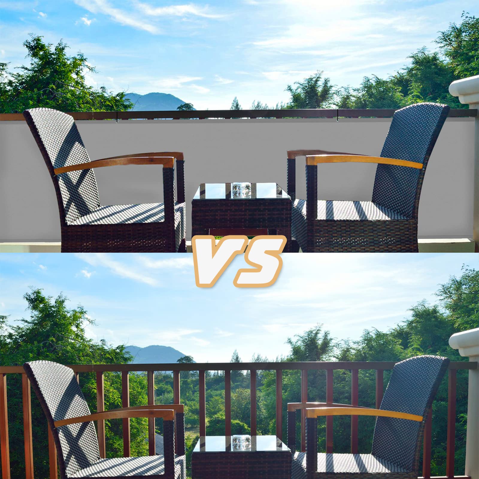 Snapklik.com : SUNLAX 33x165 Light Gray Waterproof Balcony Privacy ...