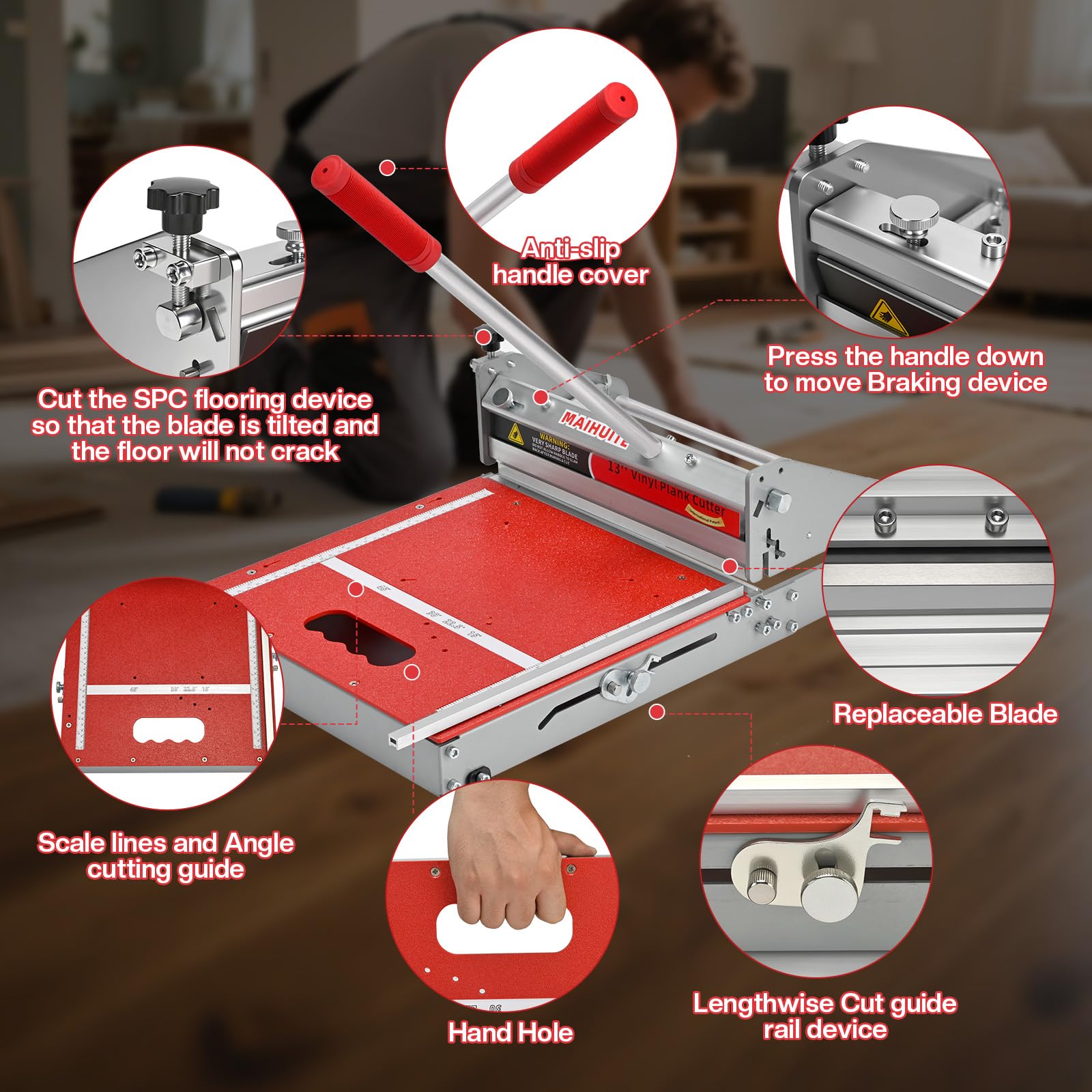 Tapping Block AntisTol 13\" Pro Vinyl Floor Cutter LVT-330 For VCT,LVT ...