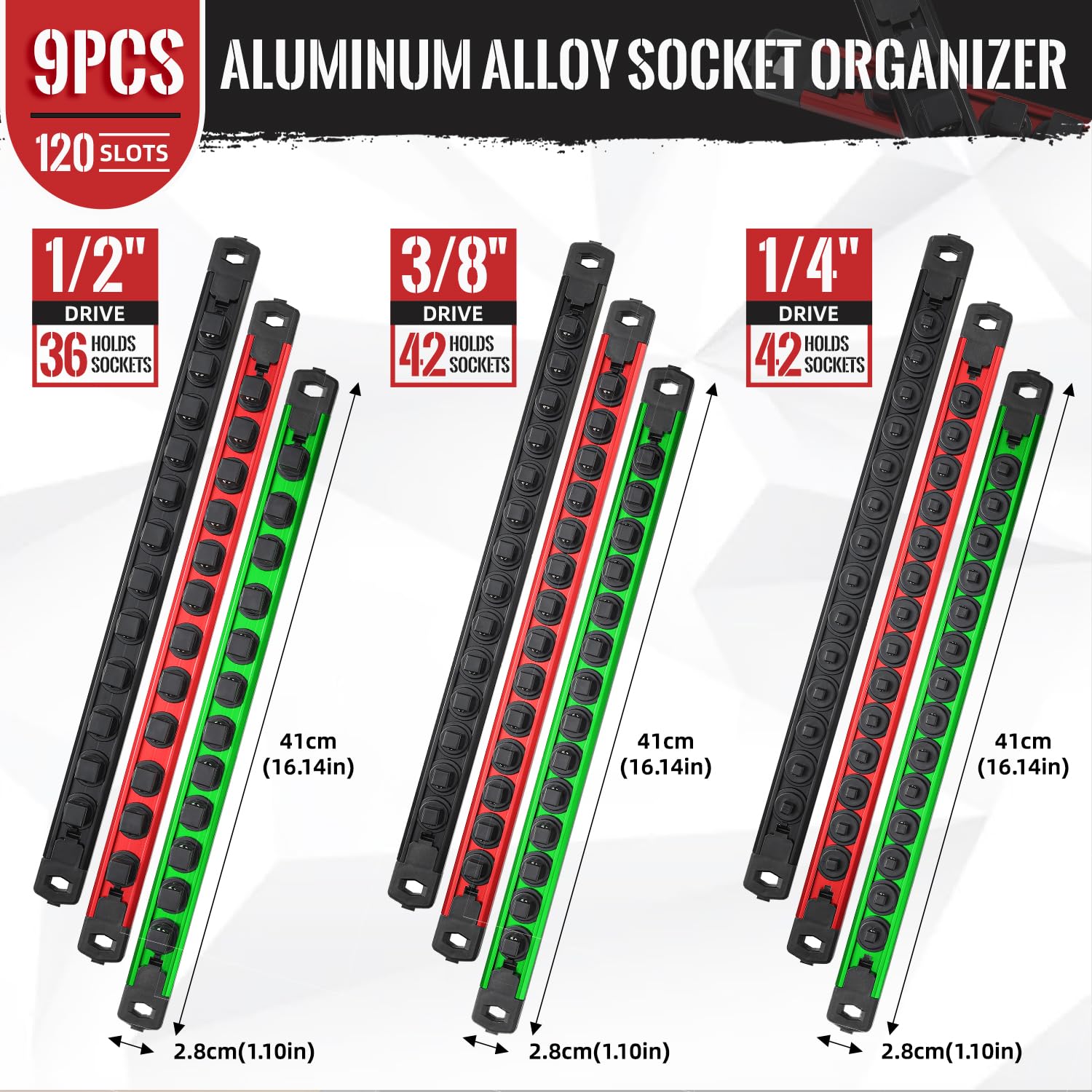 Snapklik.com : Reniteco Magnetic Socket Organizer, 9-Piece Heavty Duty ...