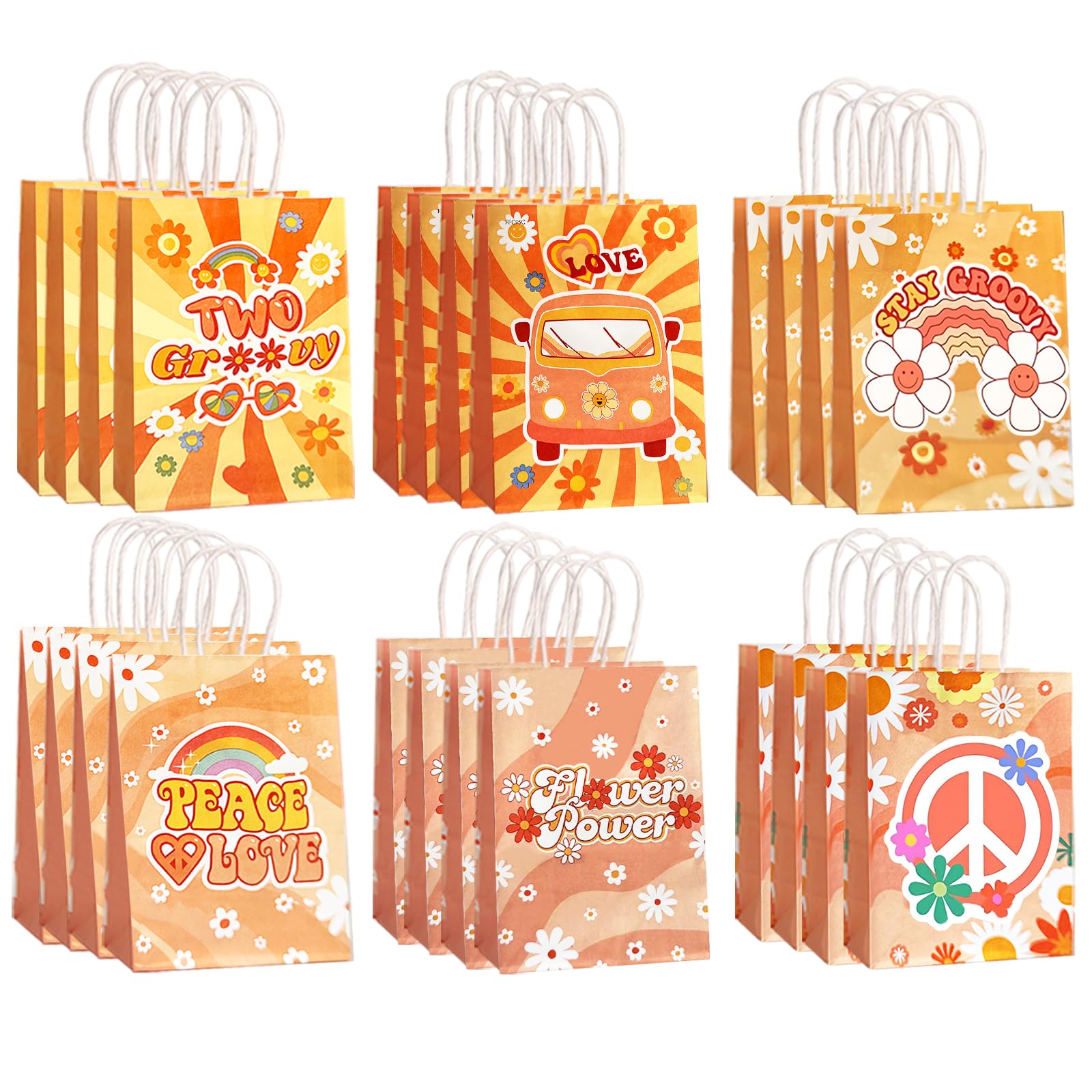 Amazon.com: CZWXOXO 24 Pcs Groovy Party Favor Bags 6 Styles Groovy ...