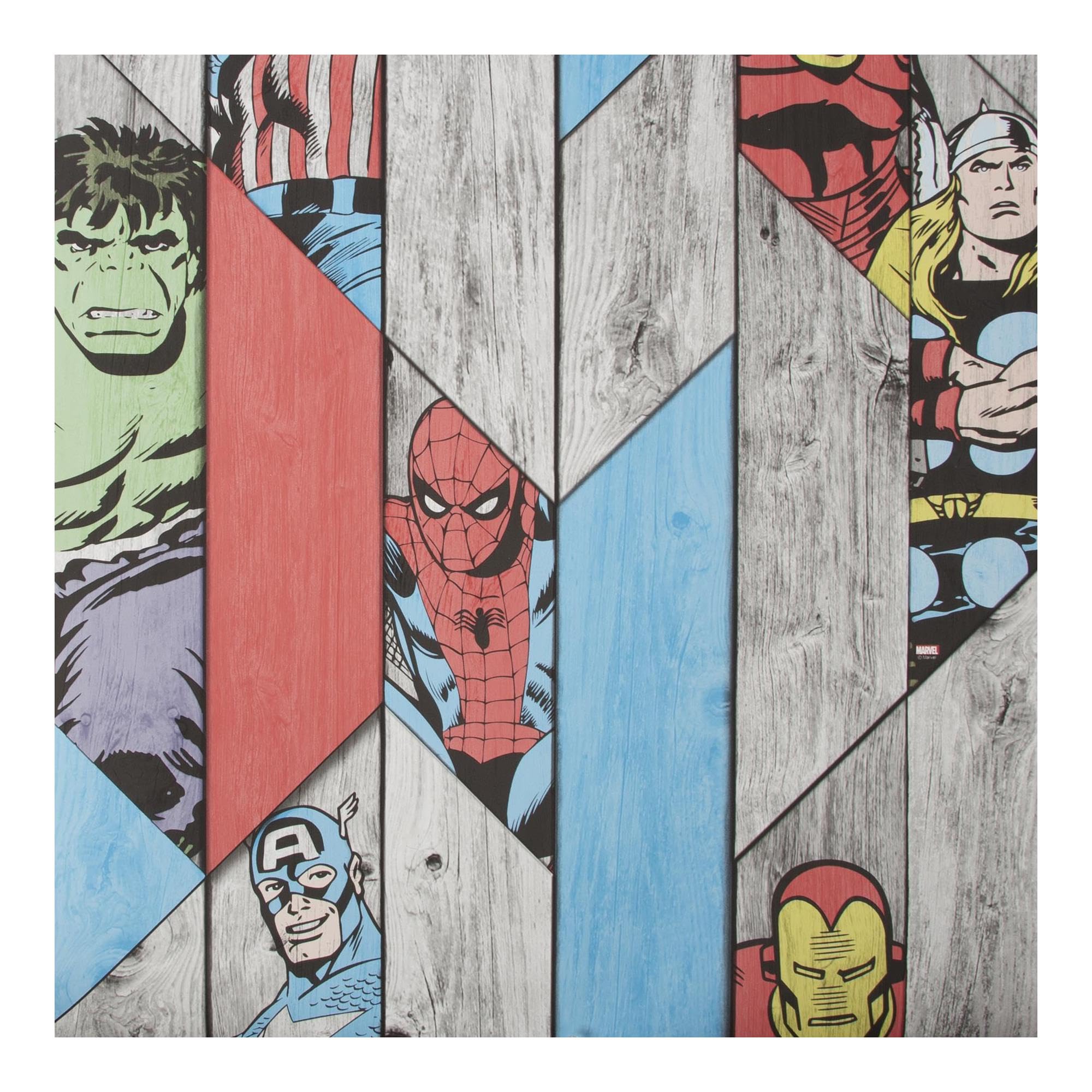 Marvel Wood Panel Thor Spiderman Hulk Captain America Wallpaper ...
