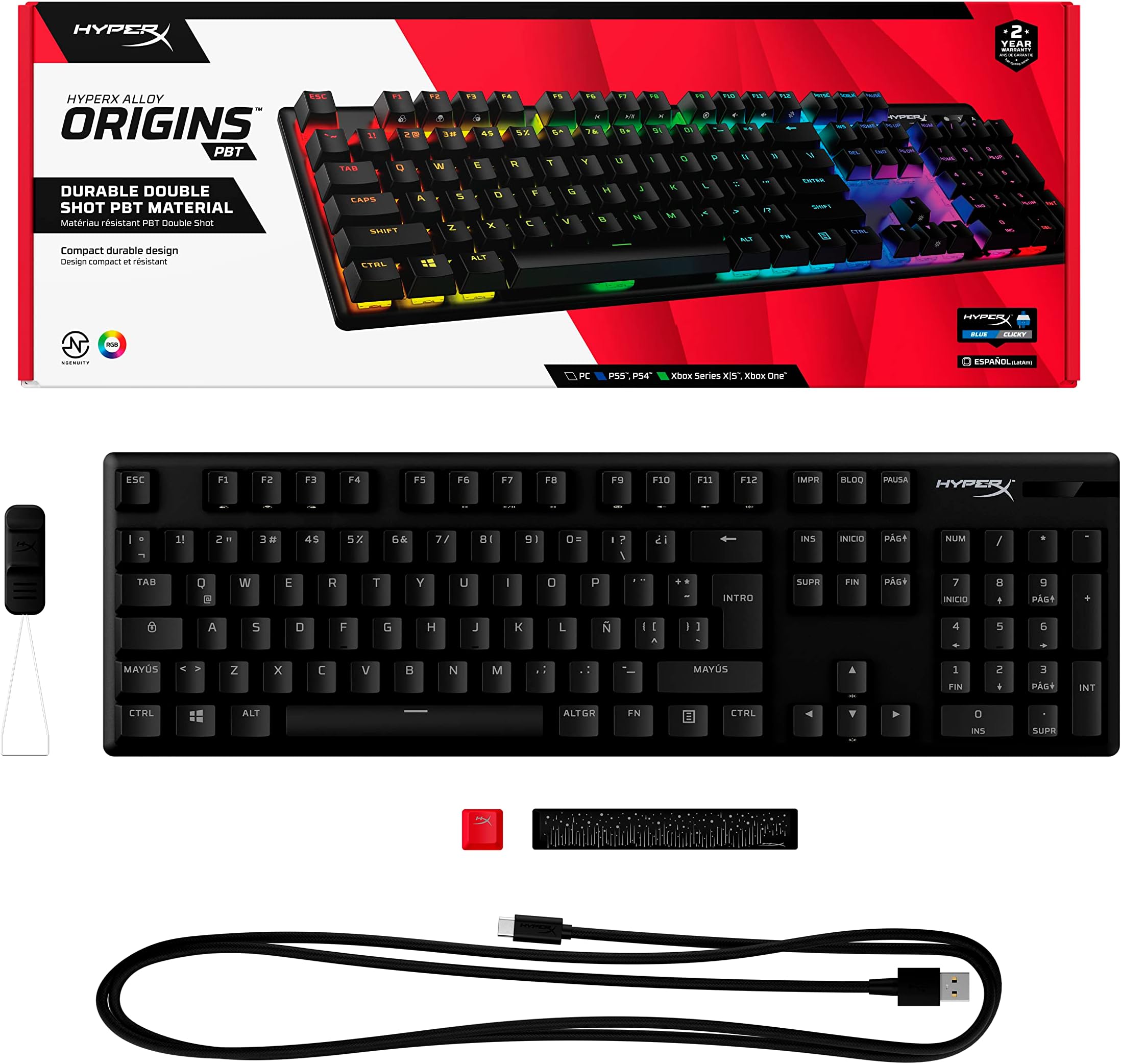 HyperX Alloy Origins PBT LA Merco Teclado Mecánico Gamer RGB con Switches Blue : Amazon.com.mx ...