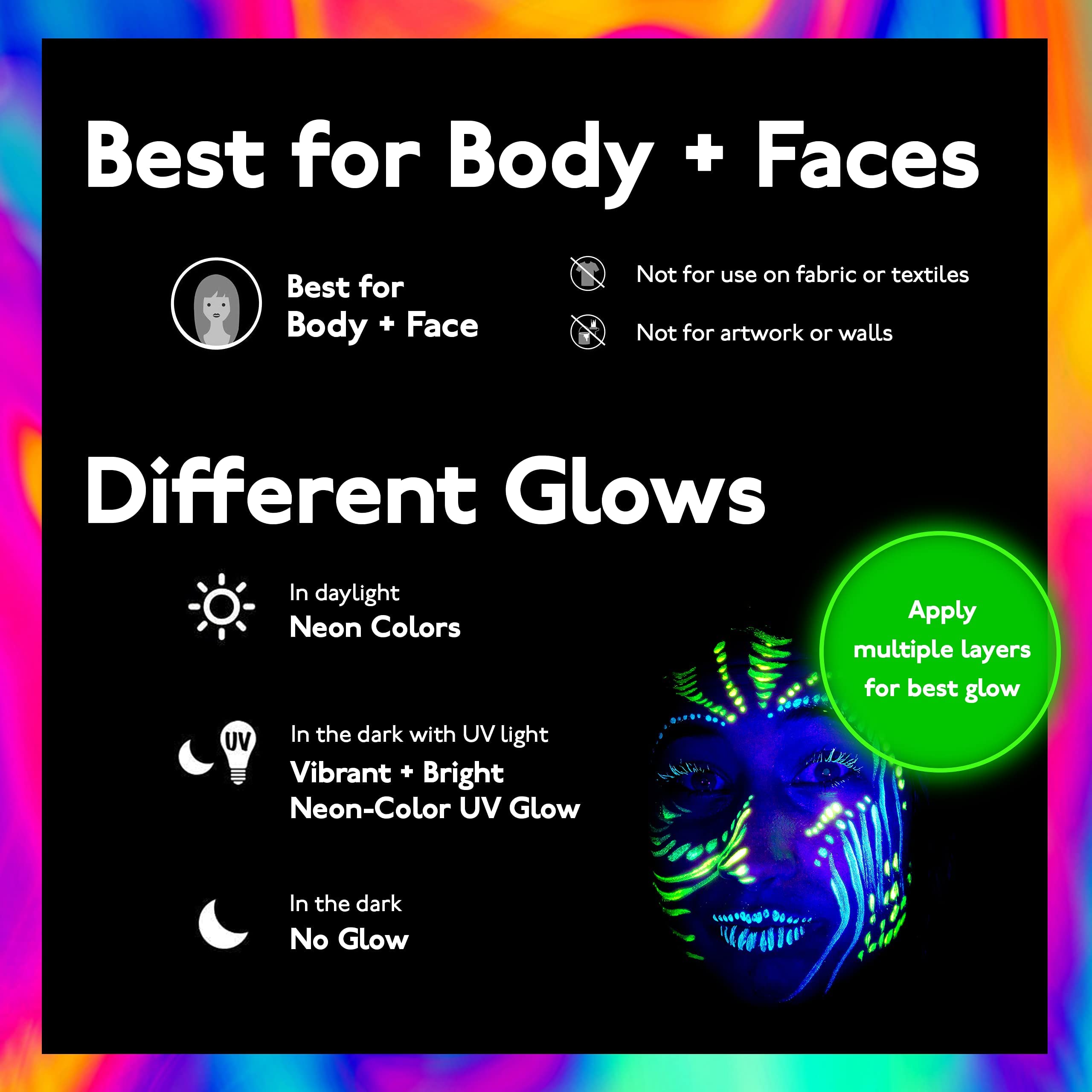 Neon Nights UV Body Paint Set | Blacklight Glow Makeup Kit ...