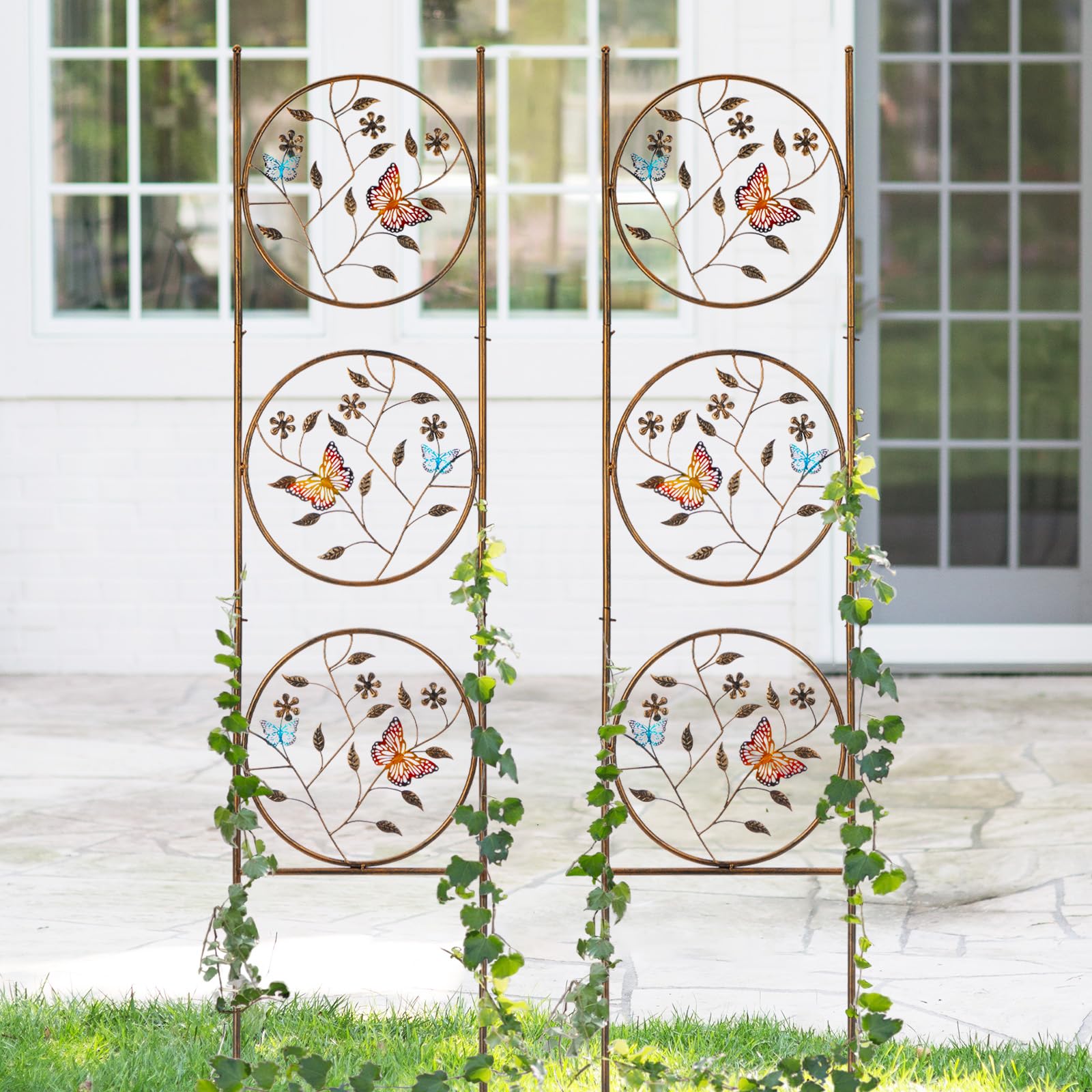 Snapklik.com : SUNNYPARK Set Of 2 Butterfly Metal Garden Trellis For ...