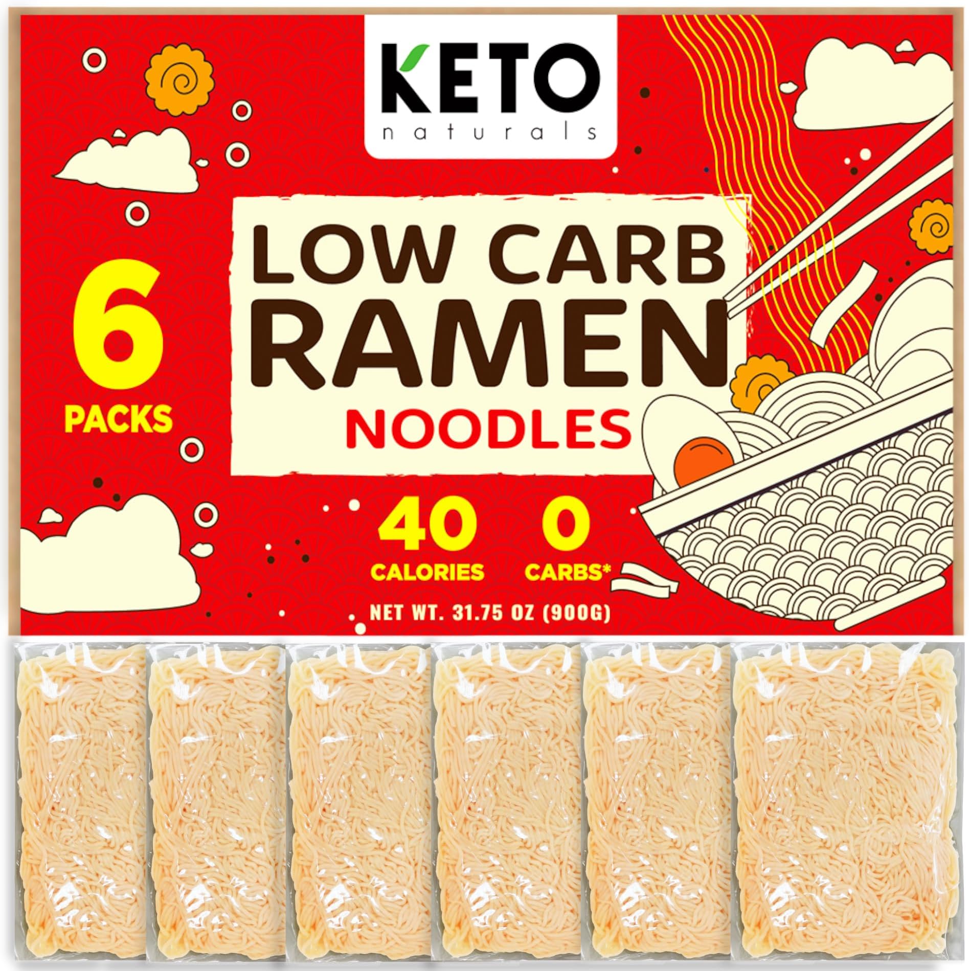 Amazon.com : Keto Ramen Noodles (6 Packs) - Low Calorie, Gluten Free ...