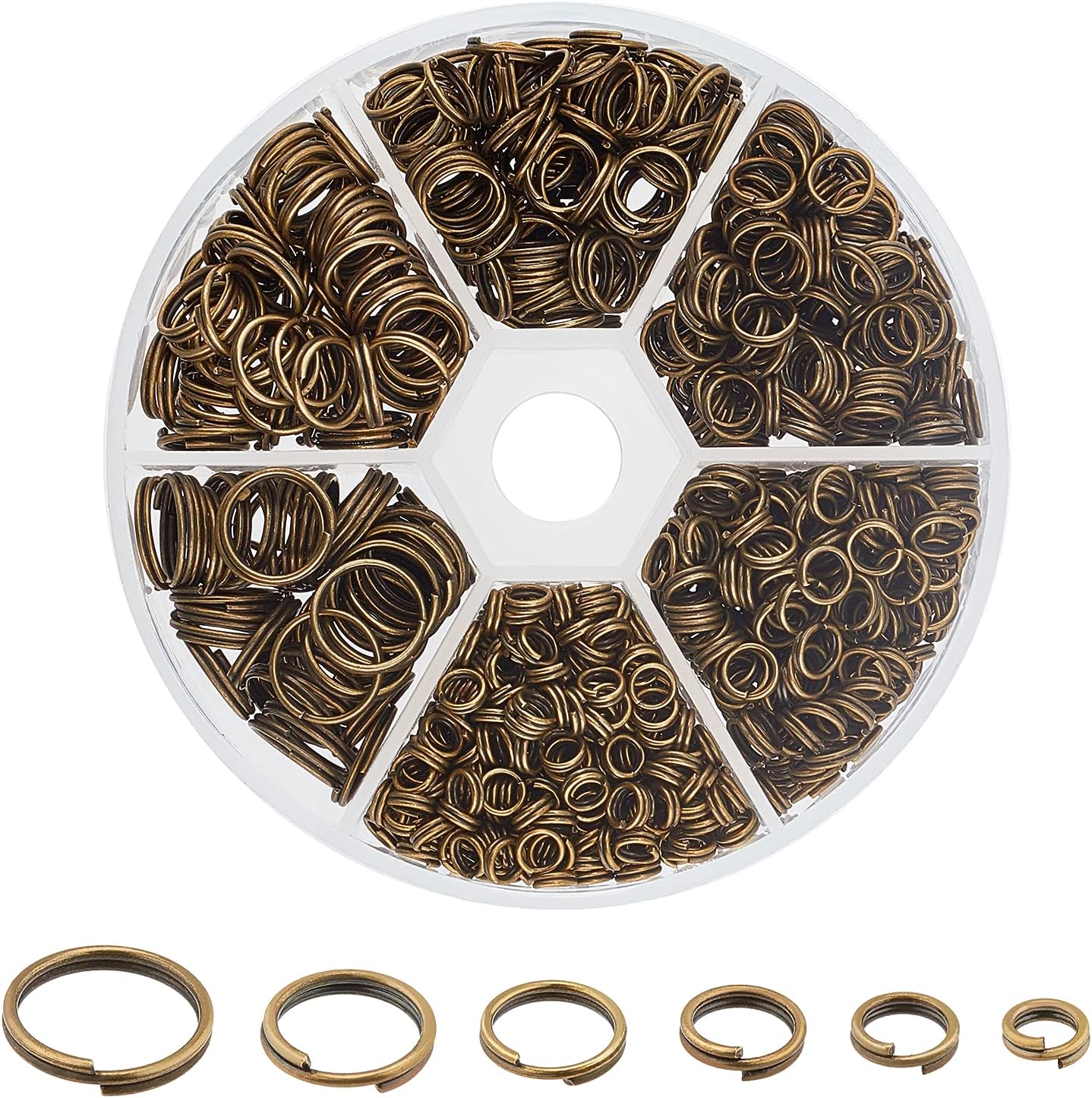 Amazon.com: PH PandaHall 1070pcs 6 Sizes Split Jump Rings Antique ...