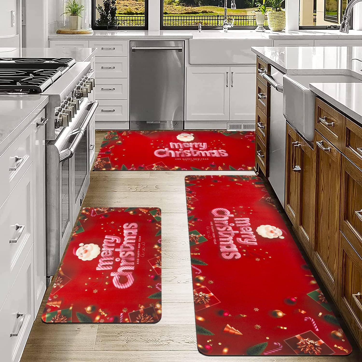 Amazon.com: MOIAVAN Christmas Kitchen Rugs of 3 Non Slip Rubber Kitchen ...