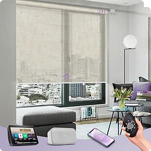 Amazon.com: Graywind Motorized Semi Roller Shades Compatible with Alexa Google Hardwired WiFi ...