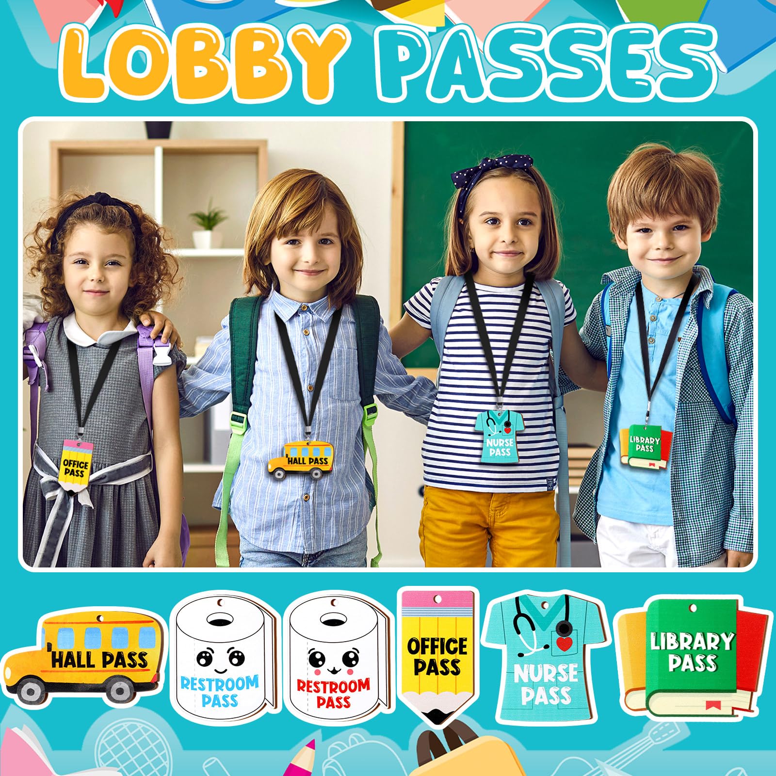 Classroom Hall Passes Hall Pass Lanyards With Card Passes,Unbreakable ...