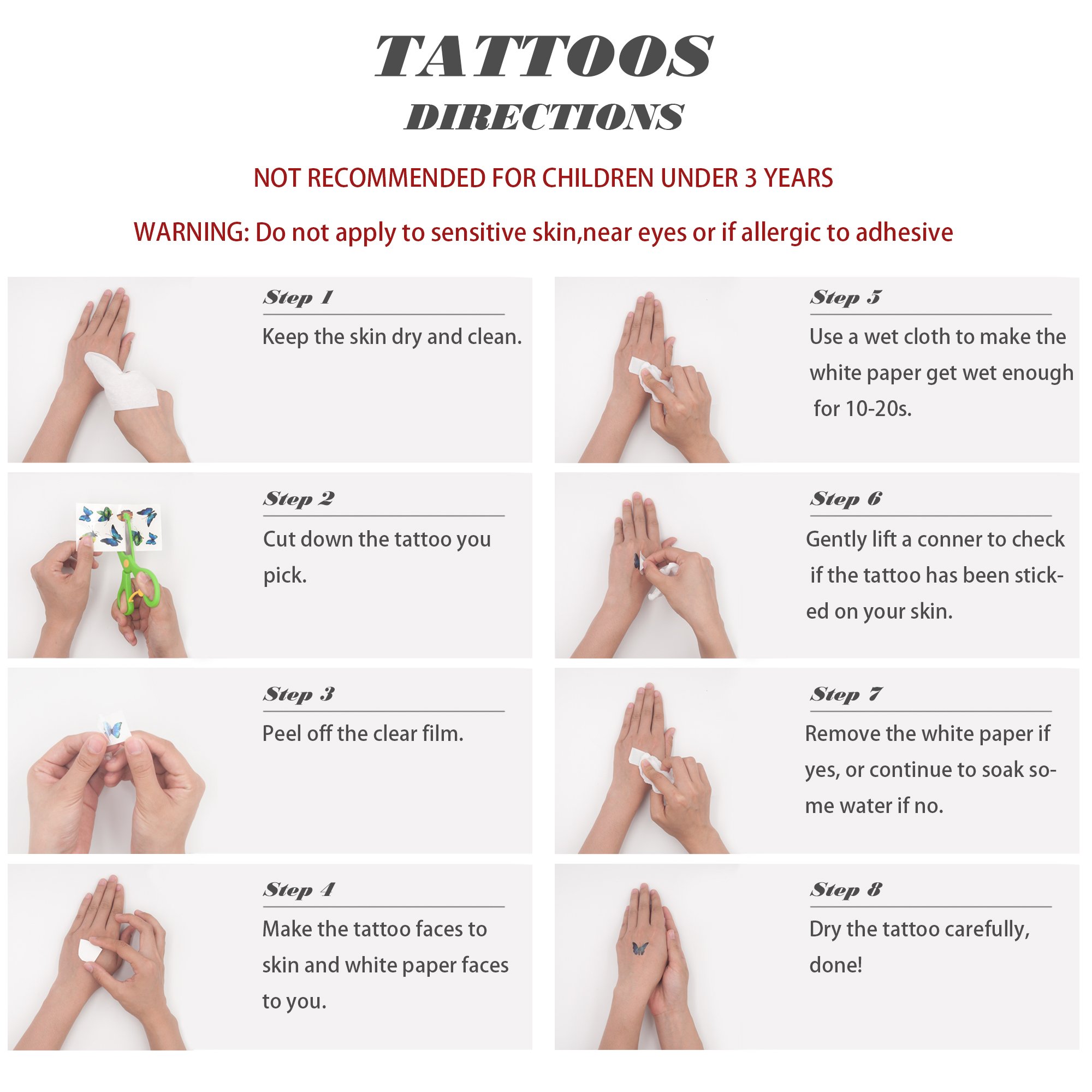 Mayplous 20 Sheets Temporary Tattoos for Adults Men Women Temporary ...