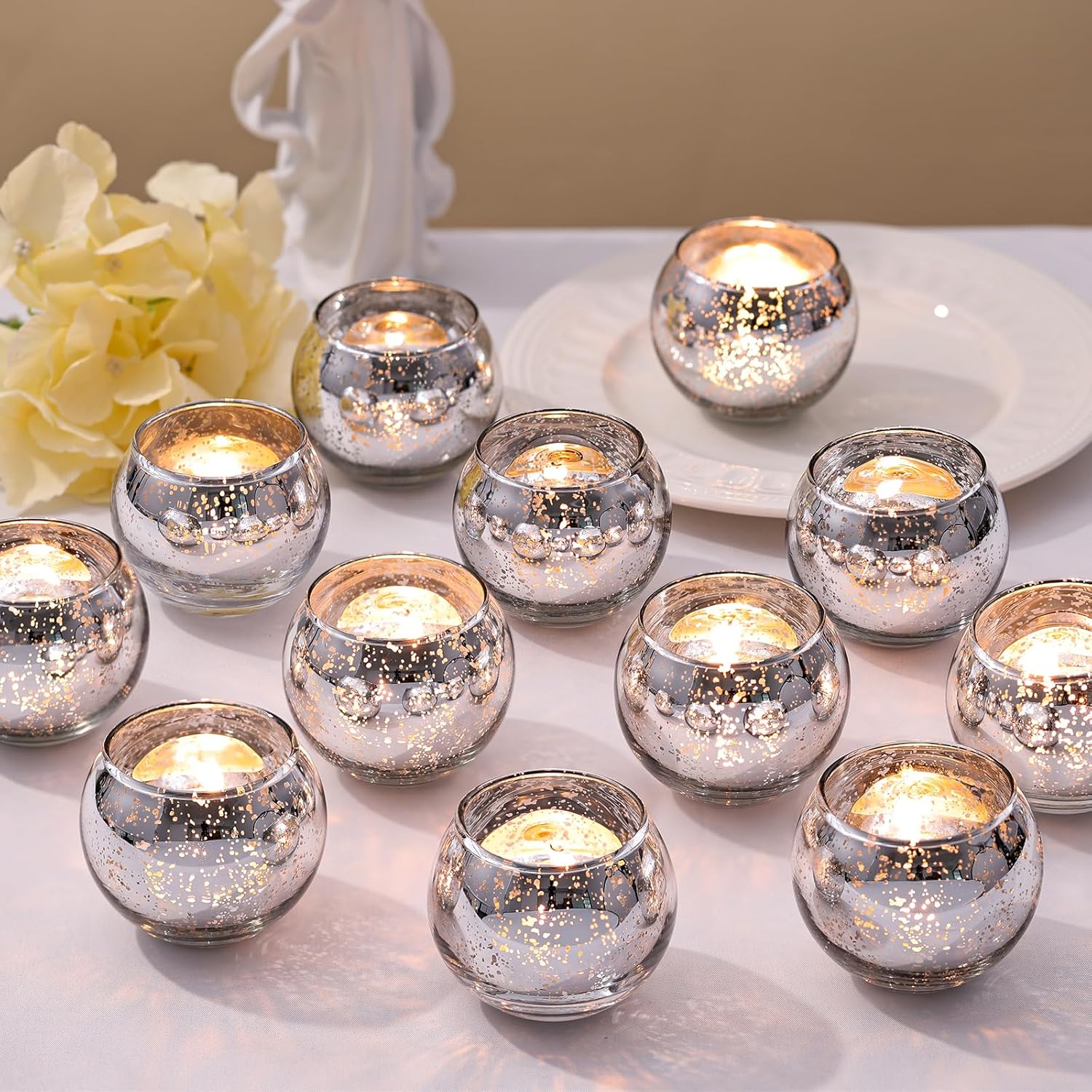 Amazon.com: LETINE 36pcs Silver Votive Candle Holders - Elegant Mercury ...