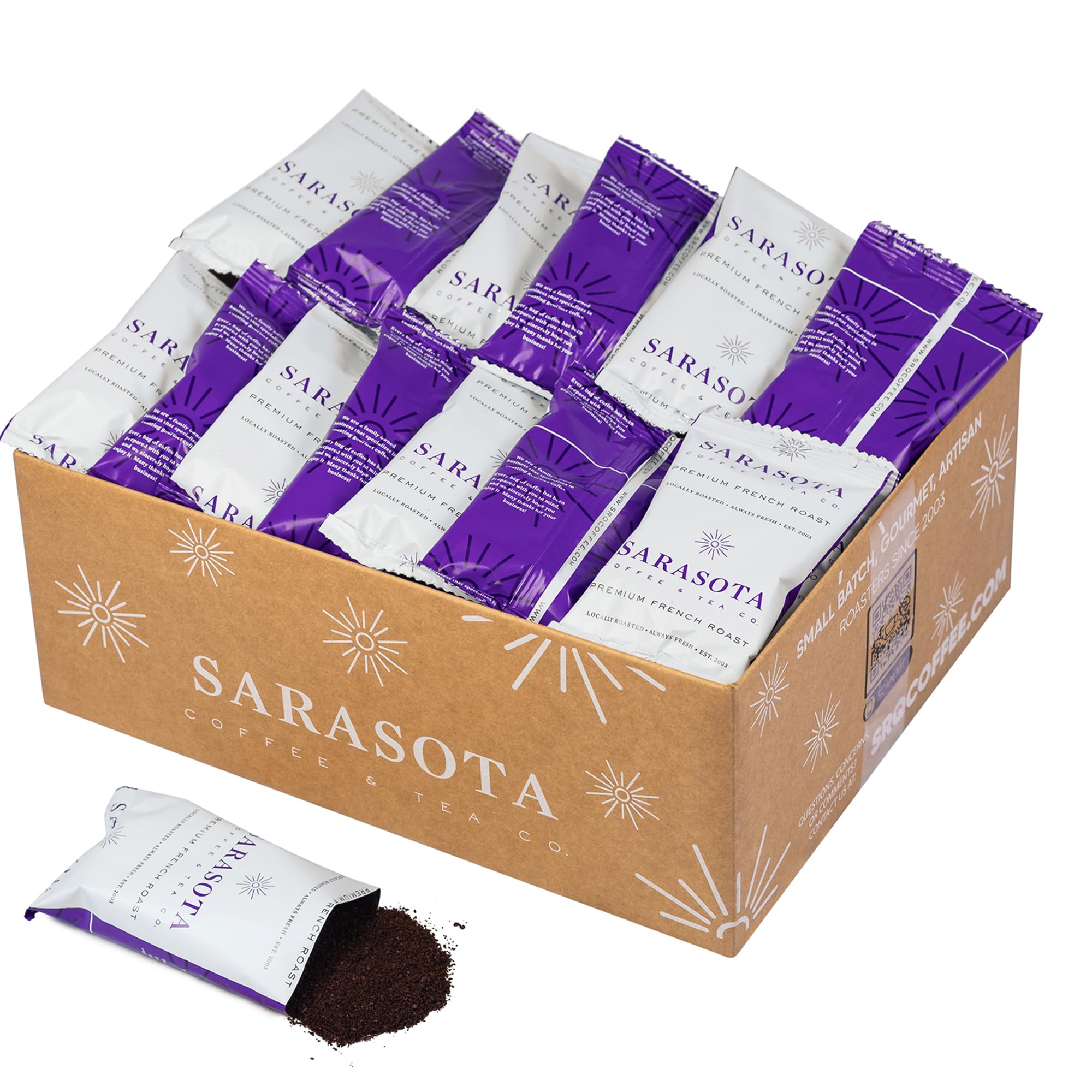 Amazon.com : Sarasota Coffee Ground Packets | Low Acid Dark Roast ...