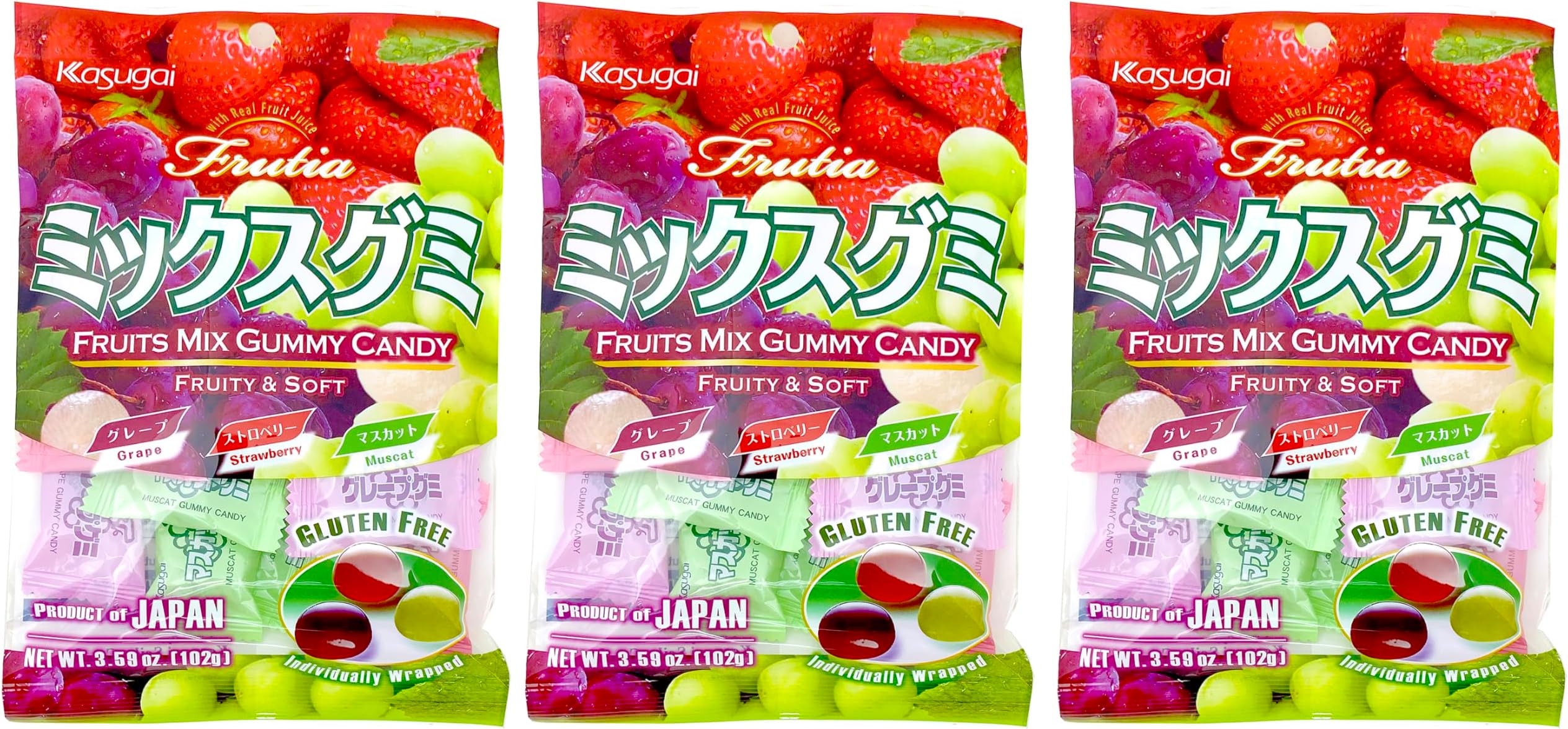 Amazon.com : Kasugai Frutia Mixed Gummy Candy Pack of 3 – Gluten-Free ...